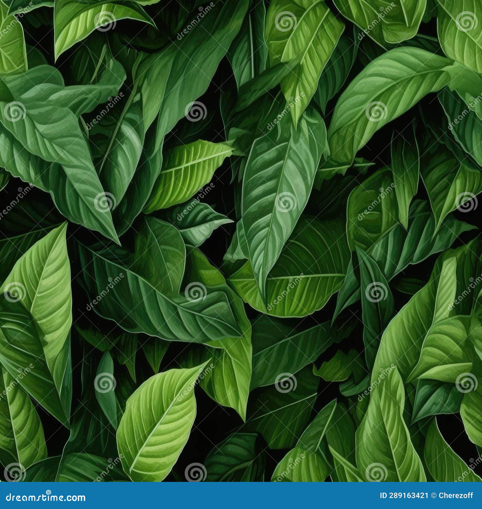 Seamless. Green Leaves of Plants Stock Illustration - Illustration of ...