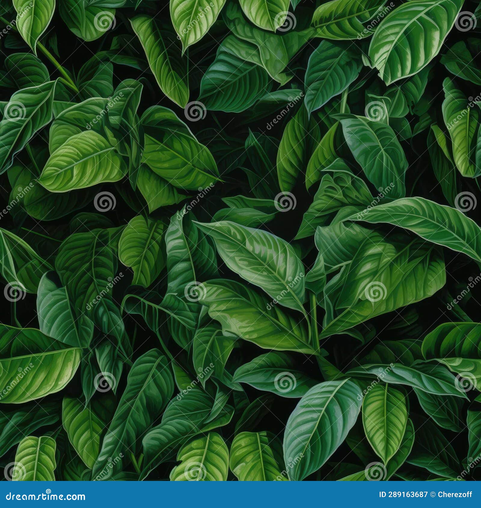Seamless. Green Leaves of Plants Stock Illustration - Illustration of ...