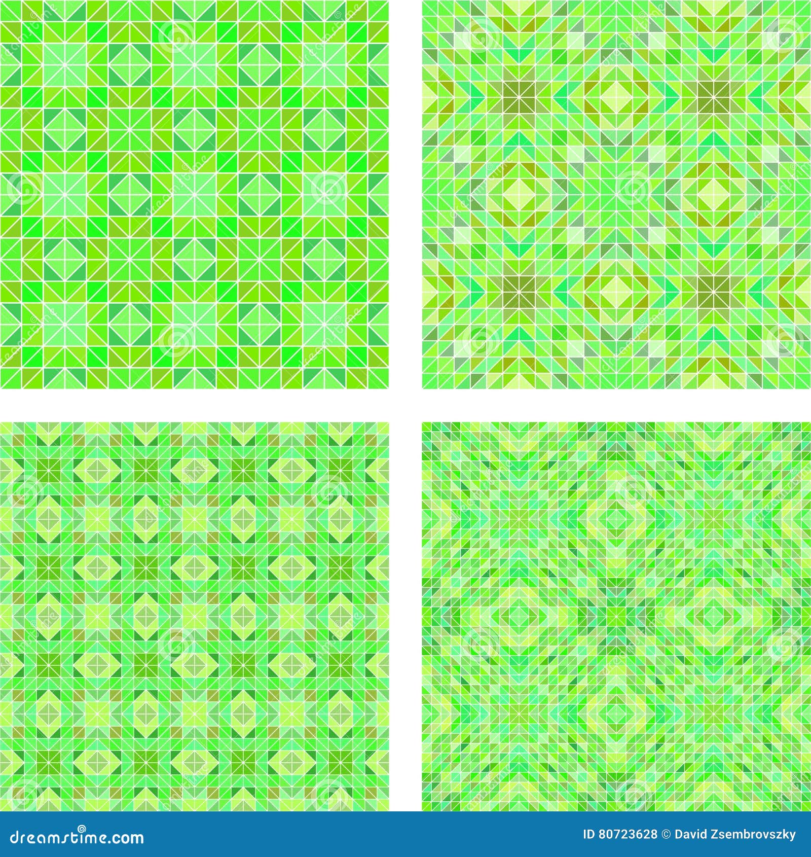 Seamless Green Mosaic Pattern Set Stock Vector - Illustration of ...