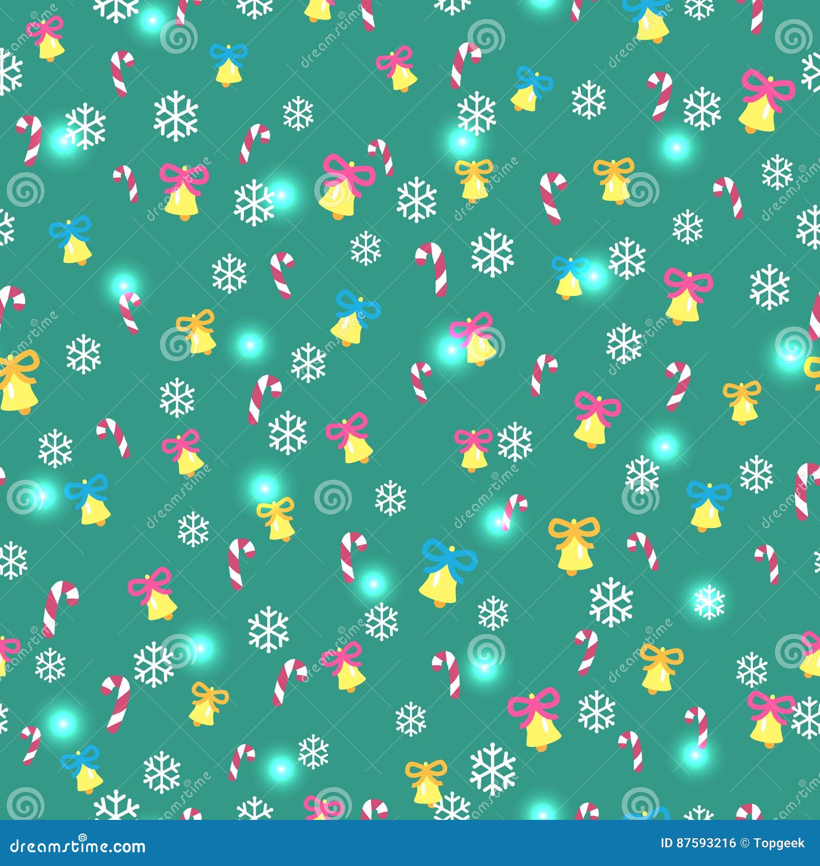 Seamless Green Pattern with Christmas Decorations Stock Vector ...