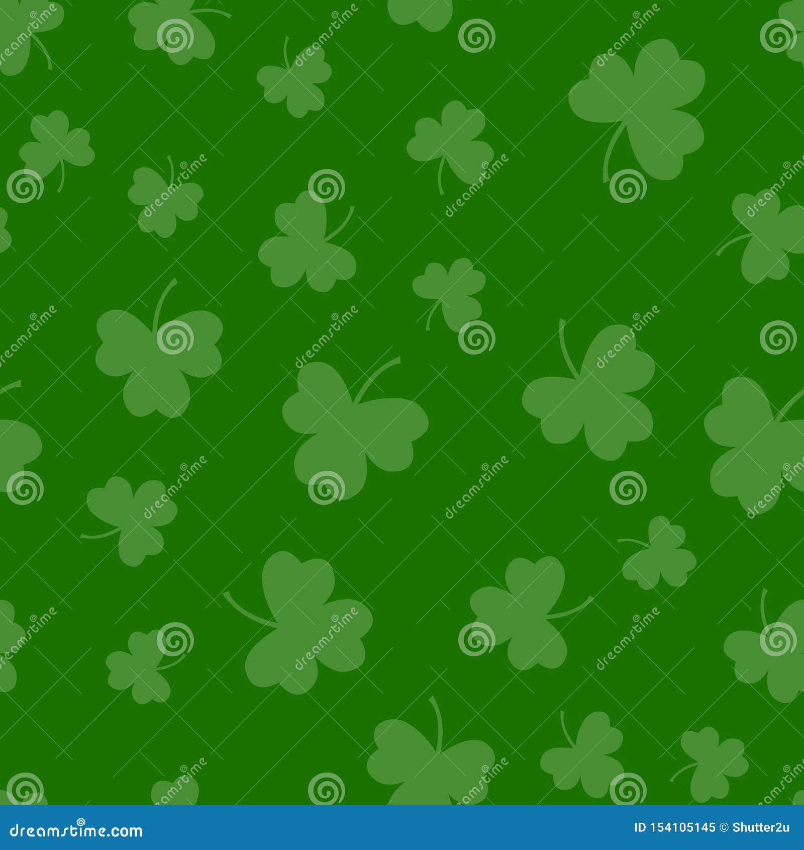 Seamless Green Shamrock Clover Leaf Pattern Background Saint Patrick S