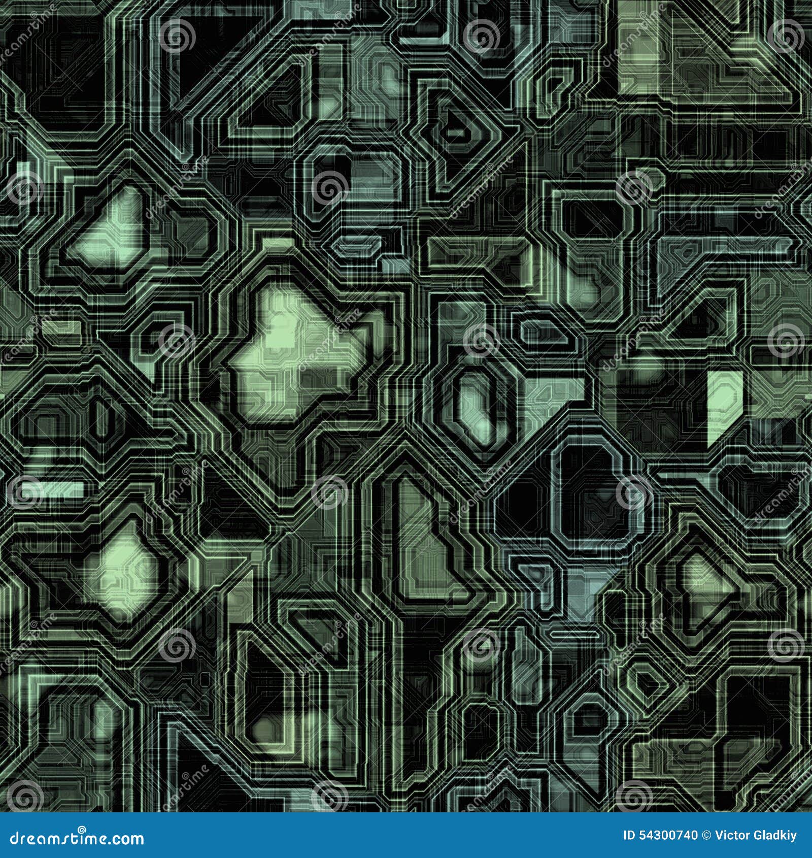 Seamless Green Techno Background Stock Illustration - Illustration of ...