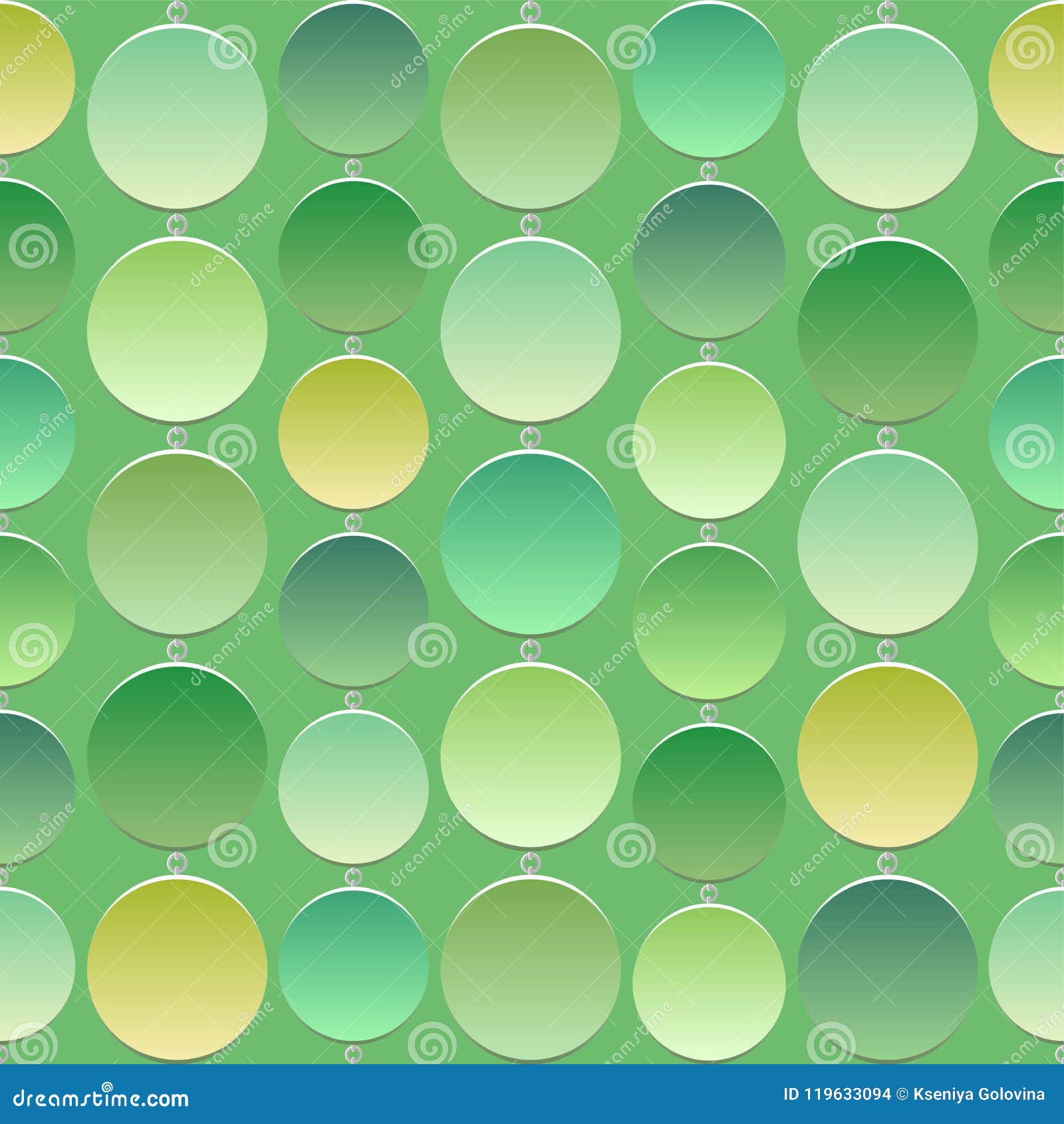 Seamless Green Texture with a Bright 3D Circles of Various Light Green ...