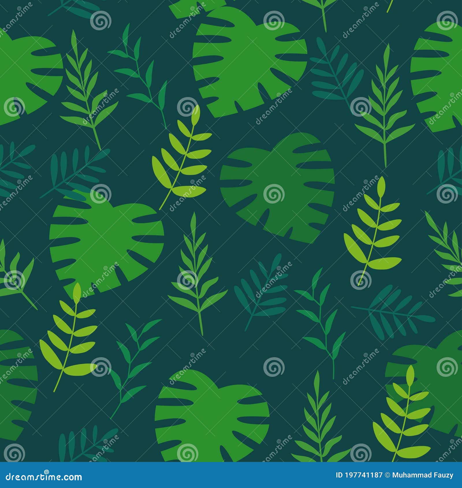 Seamless Green Tropical Floral Pattern Vector Illustration Stock Vector ...