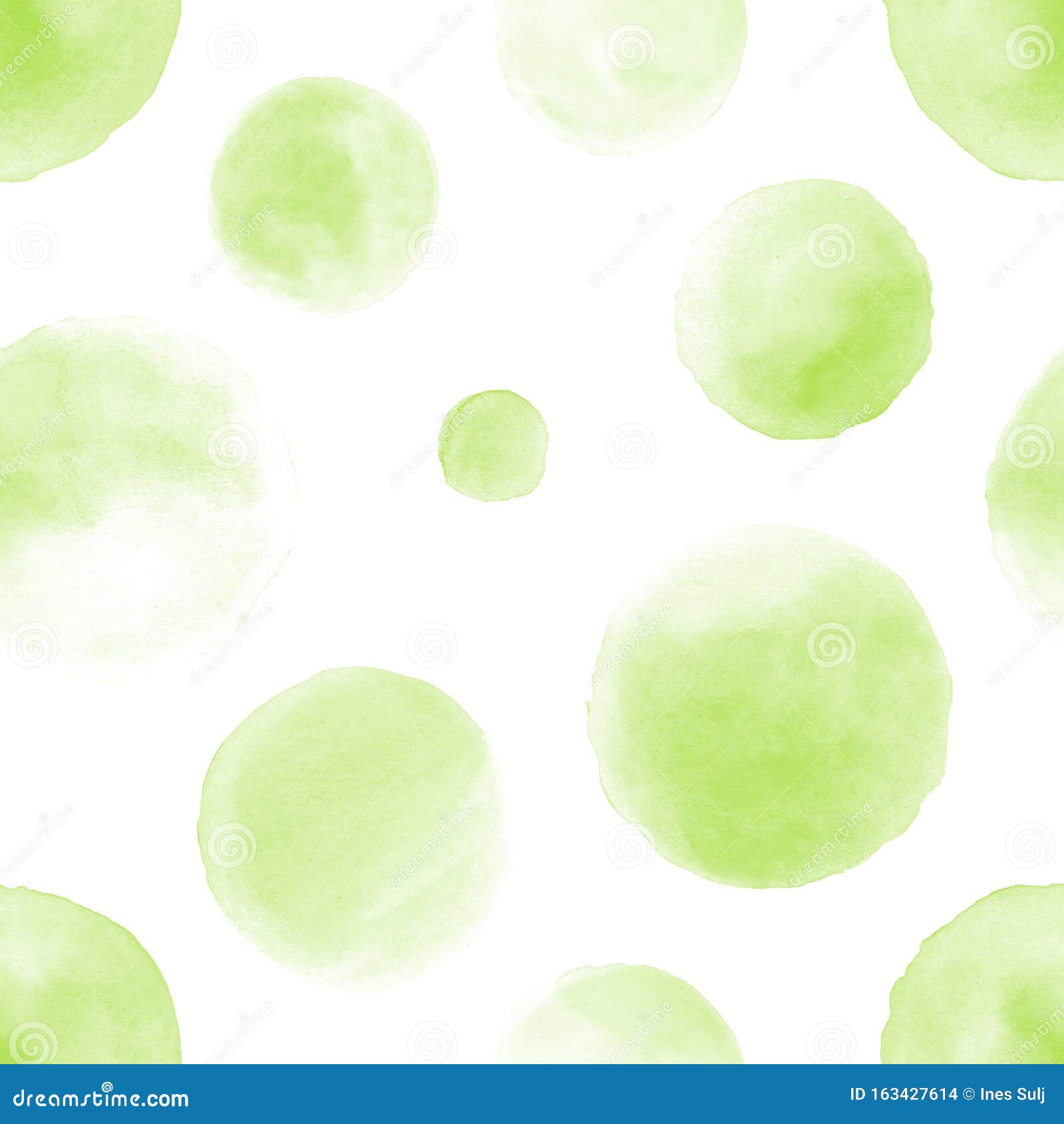 Seamless Green Watercolor Pattern on White Background. Watercolor ...