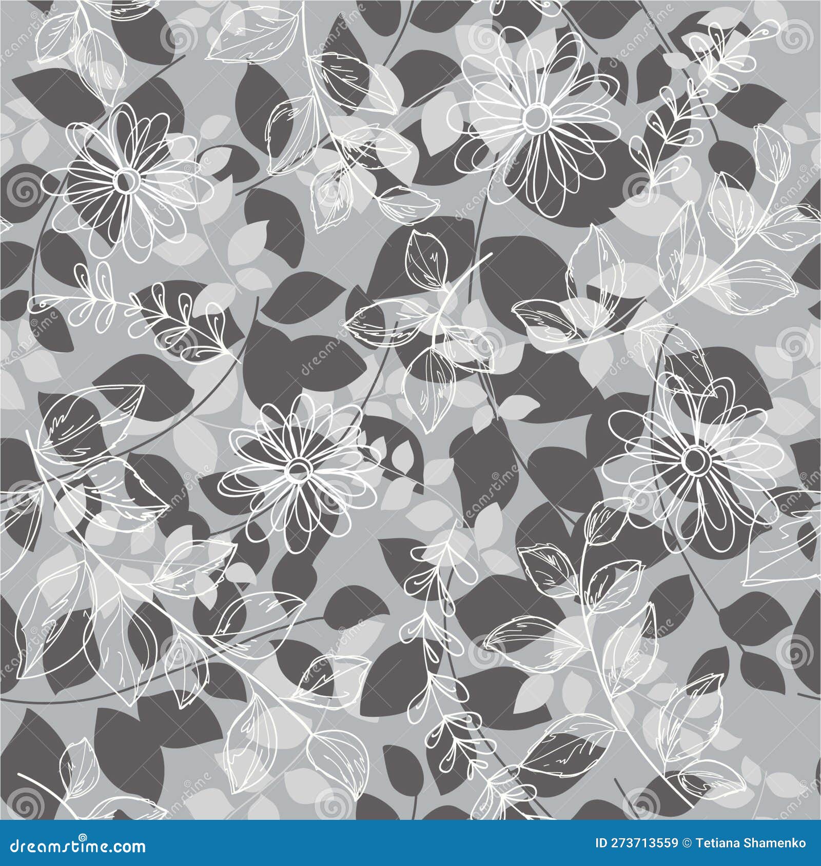 Seamless Grey Abstract Floral Background. Stock Vector - Illustration ...