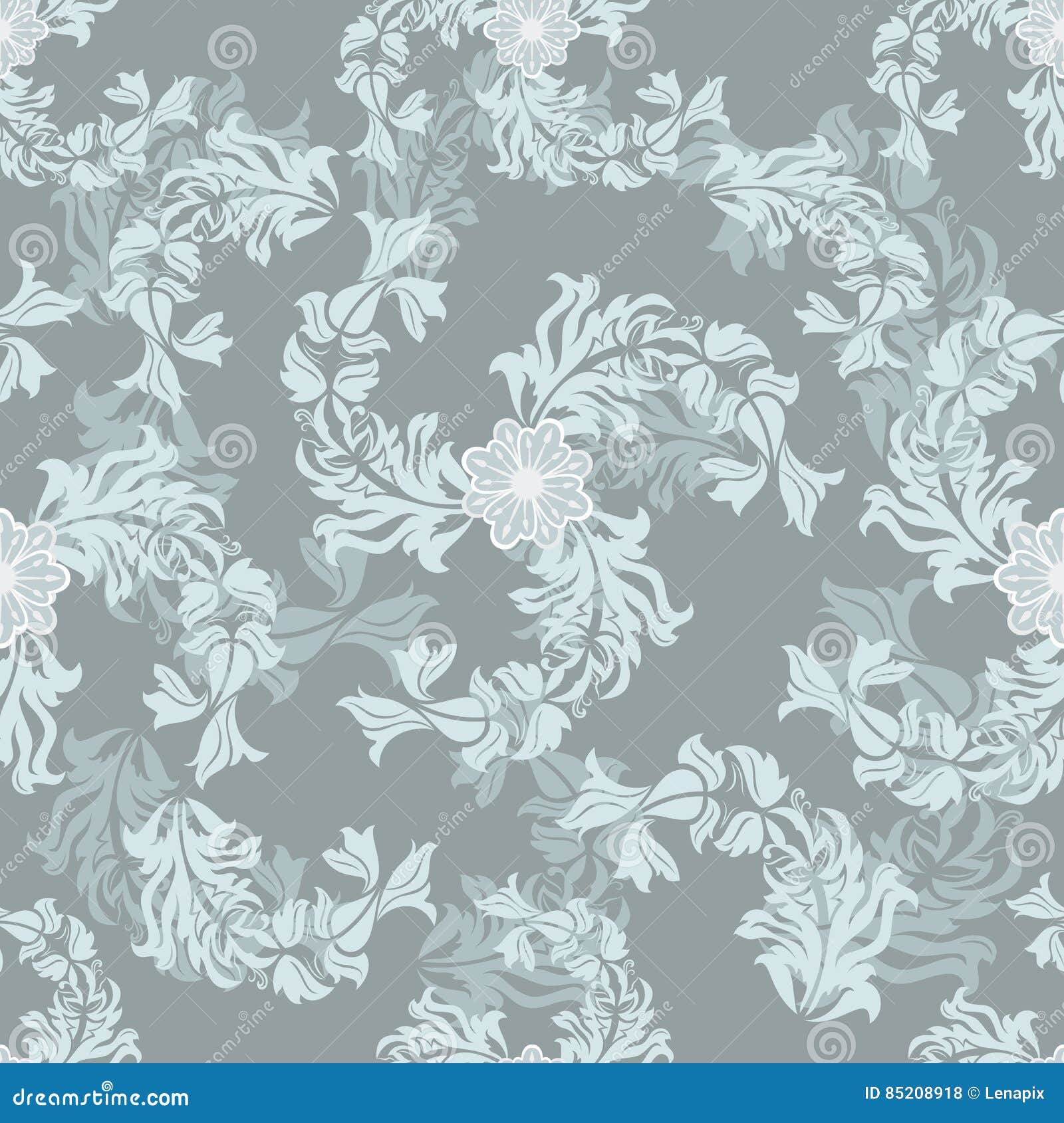 Seamless Grey Floral Pattern. Stock Vector - Illustration of flower ...