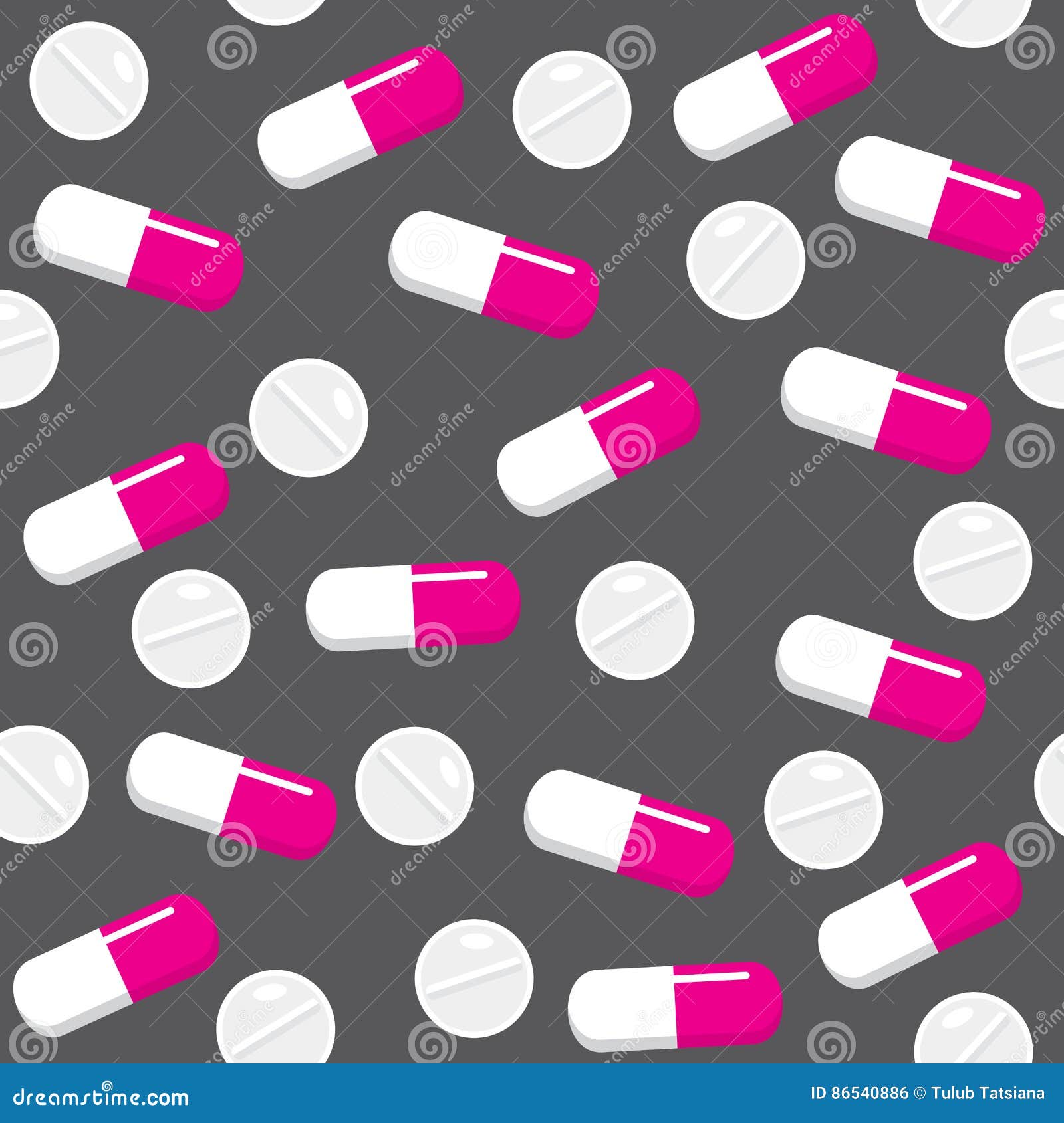 Seamless Grey Pattern with Capsules and Tablets. Medical Background ...