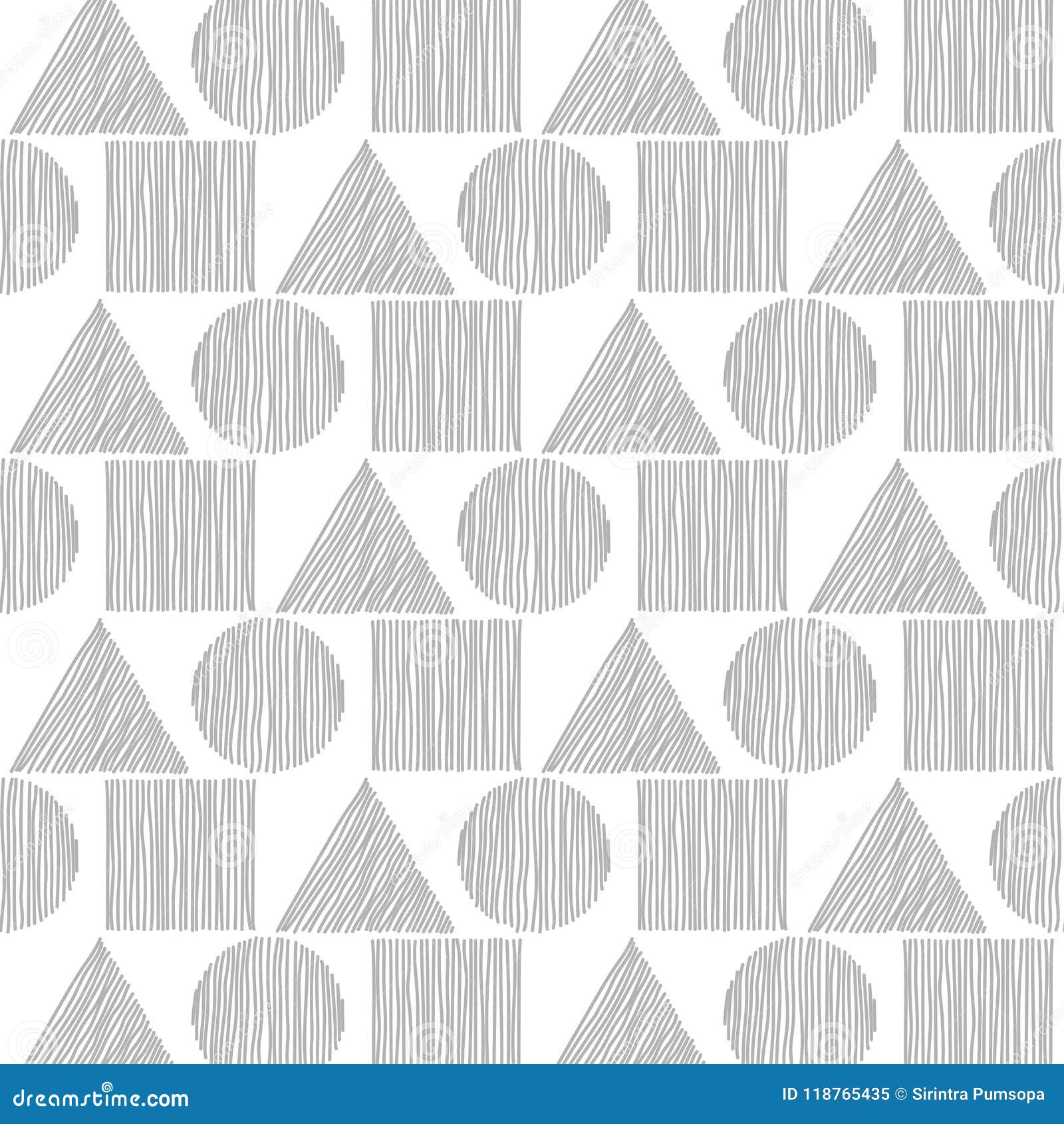 Seamless Grey Triangle, Cicle and Square Hand Drawn a Pattern is Stock ...