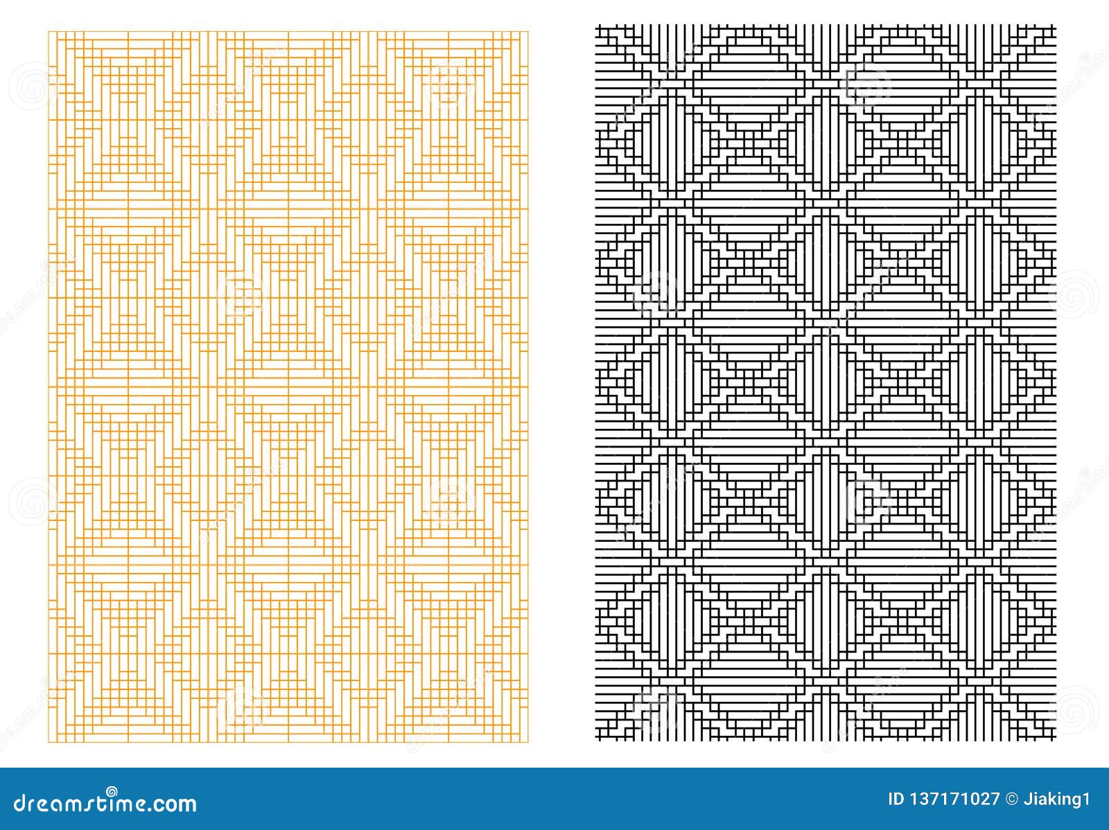 Seamless Grid Texture Thick Lines Pattern Vector Tile Background