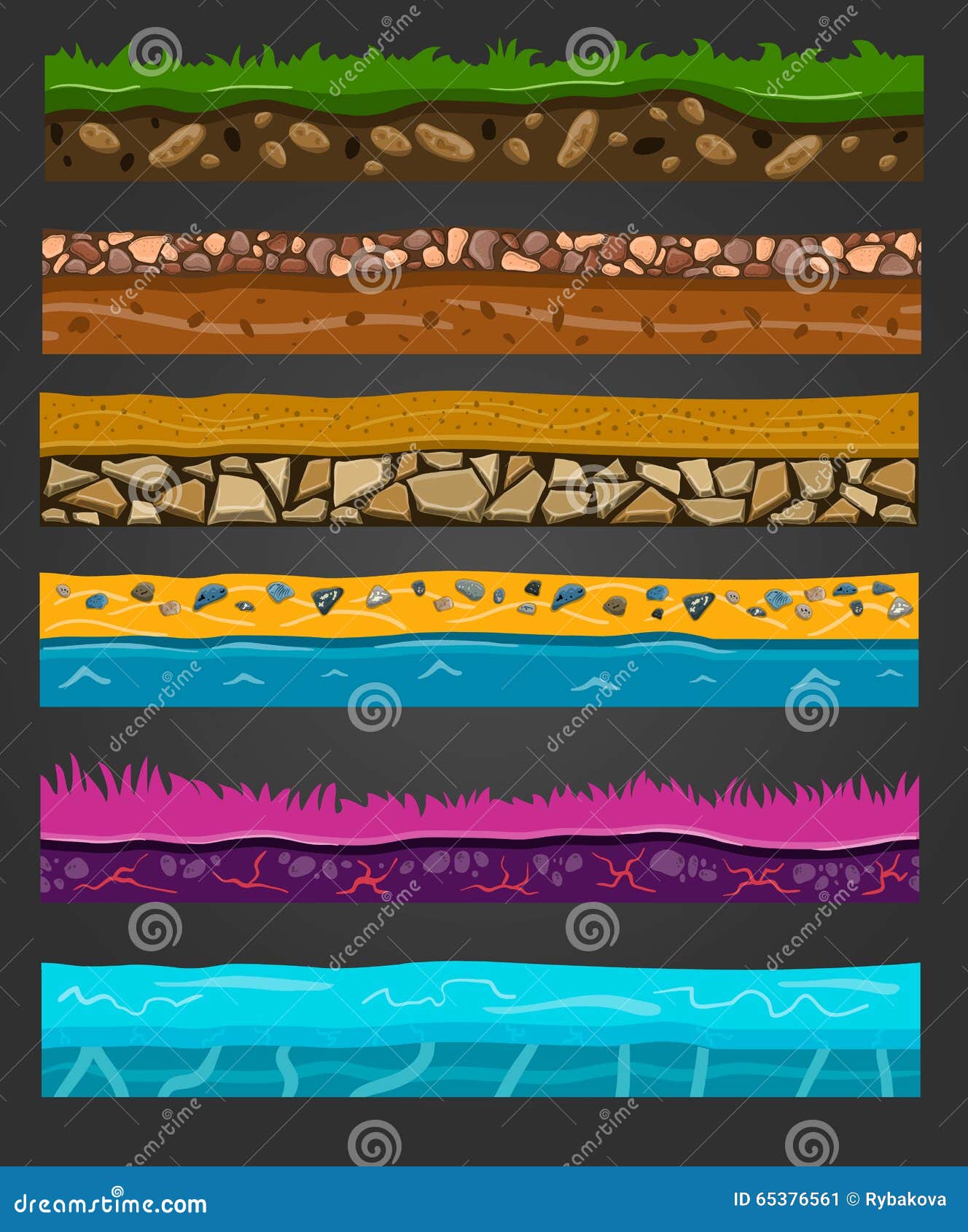 Seamless Ground Elements Set Stock Illustration - Illustration of ...