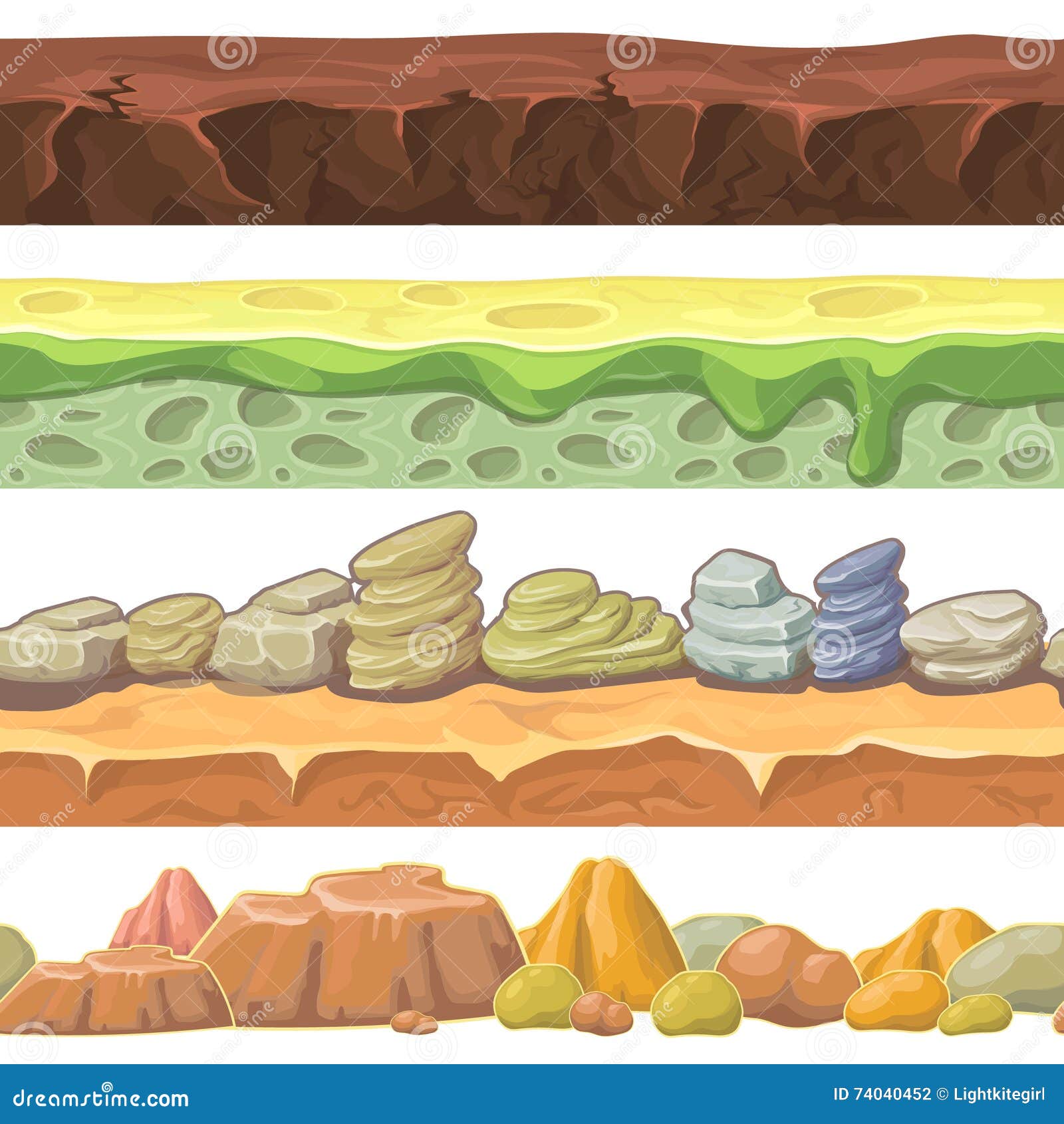 Seamless Grounds, Soils and Land Vector Set for UI Games Stock Vector ...