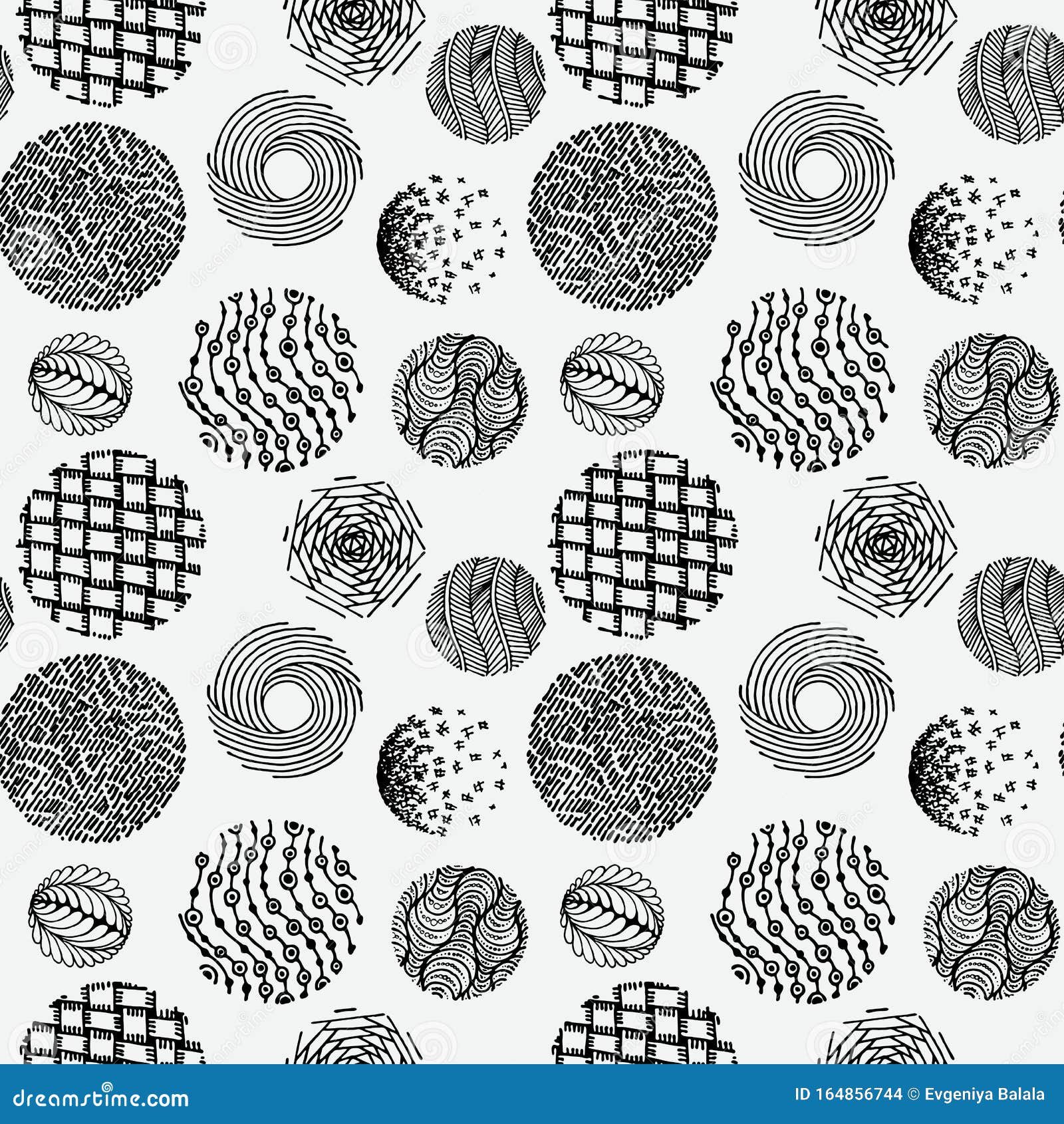Seamless Grunge Doodle Modern Pattern. Geometry Circle Fabric Sample ...