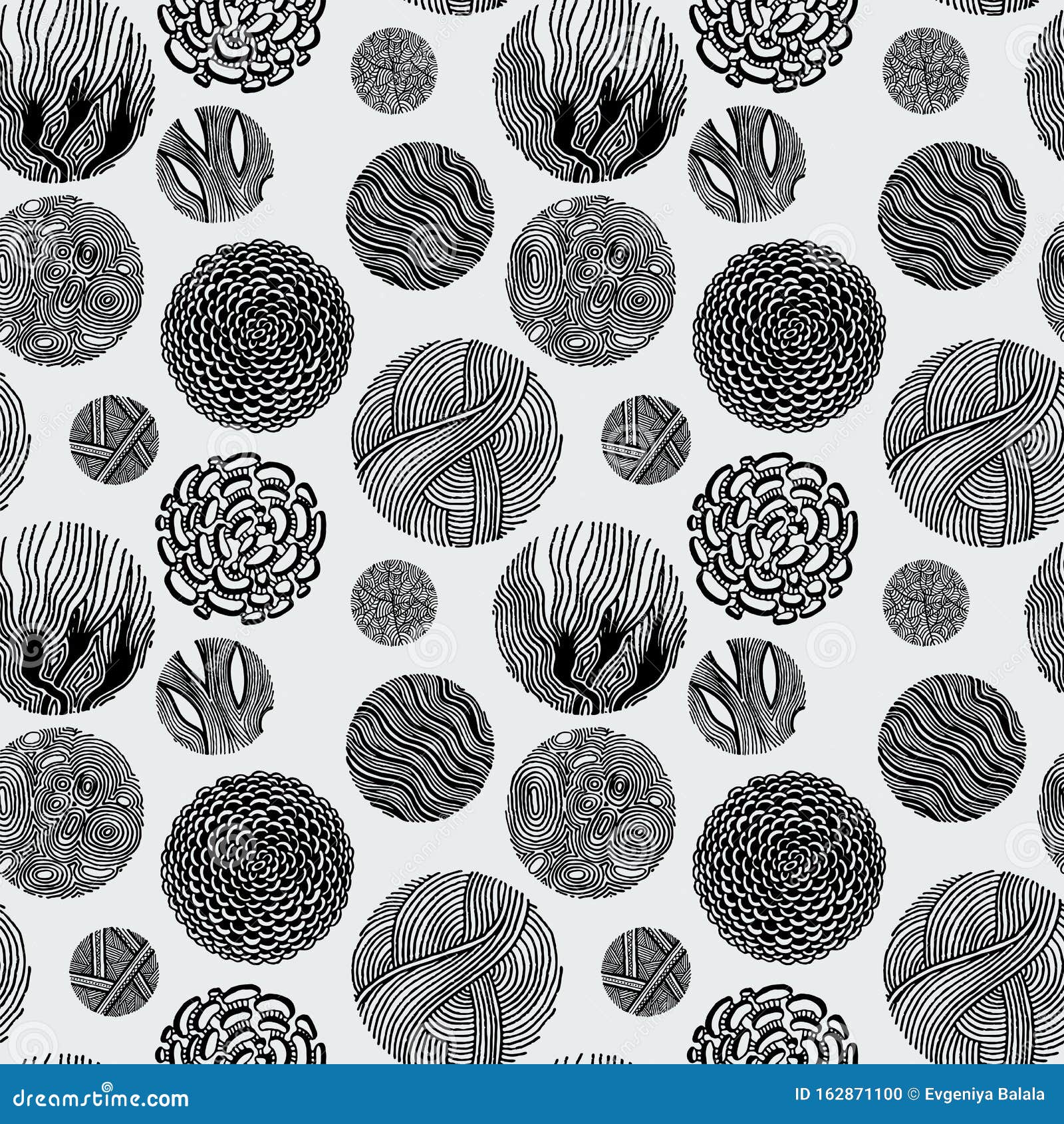 Seamless Grunge Halftone Drawing Texture. Random Circle Doodle Pattern ...