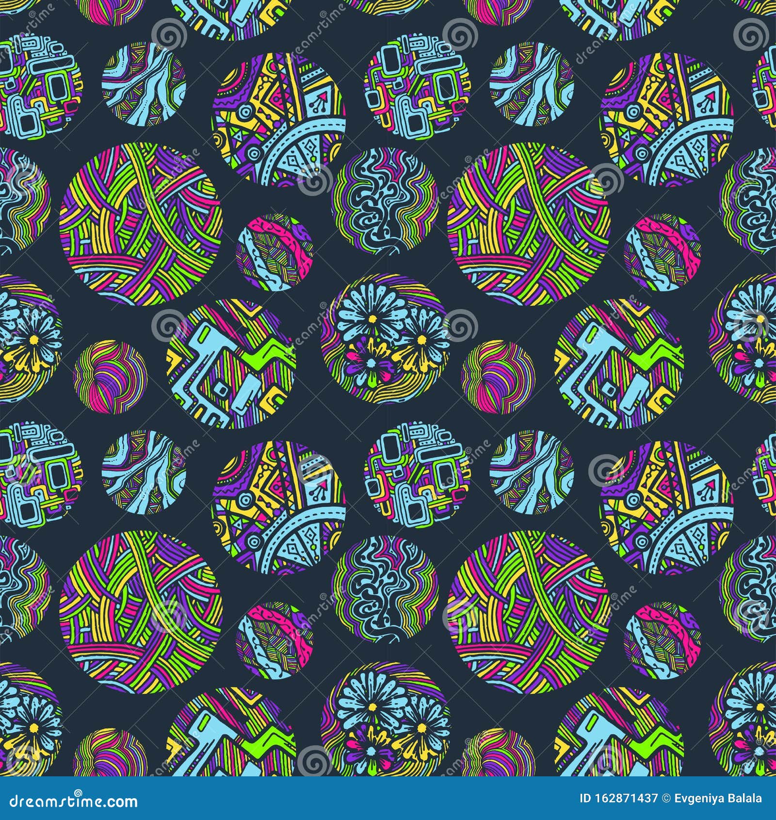 Seamless Grunge Halftone Drawing Texture. Random Circle Doodle Pattern ...