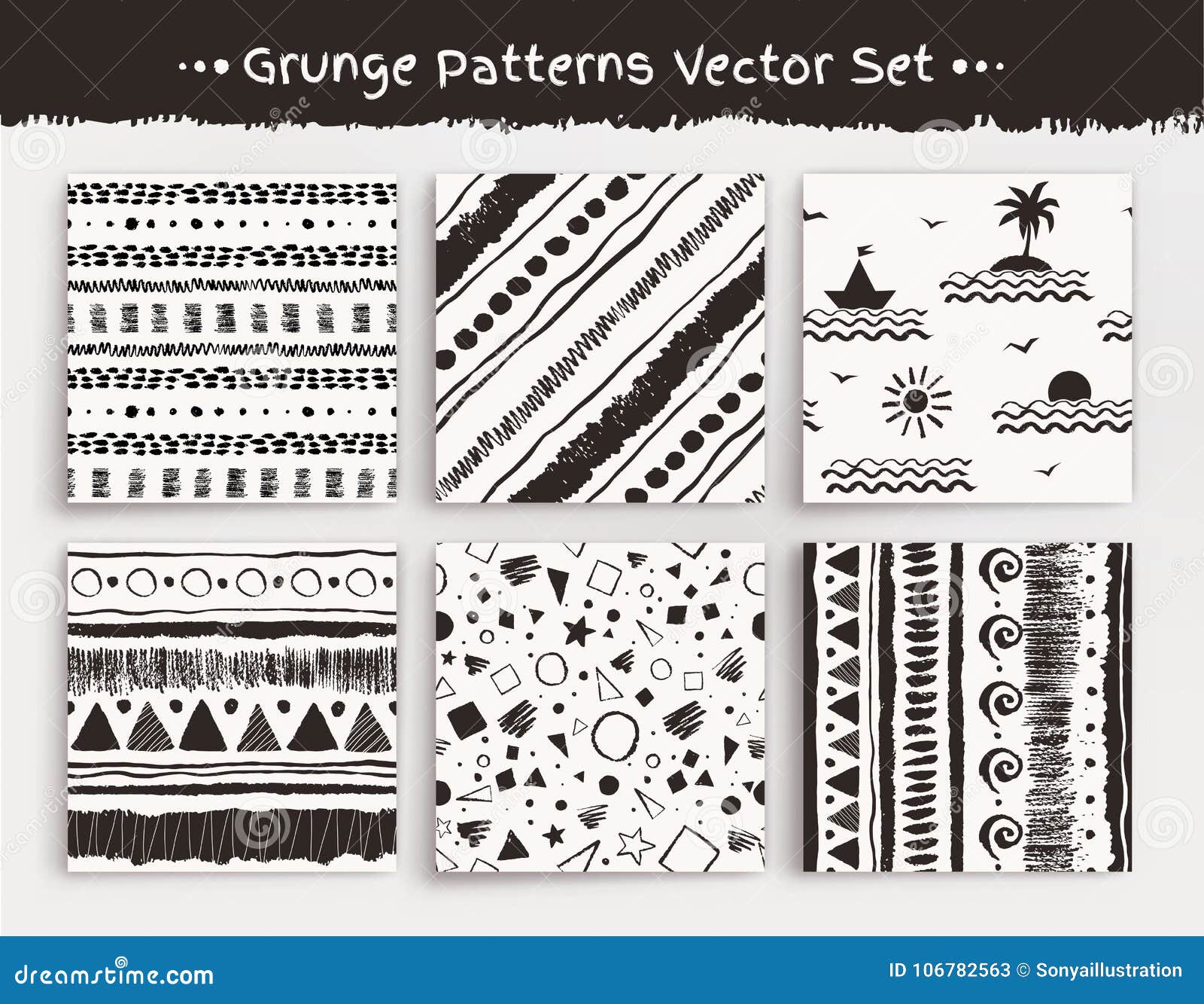 Seamless Grunge Patterns Set Stock Vector - Illustration of design ...