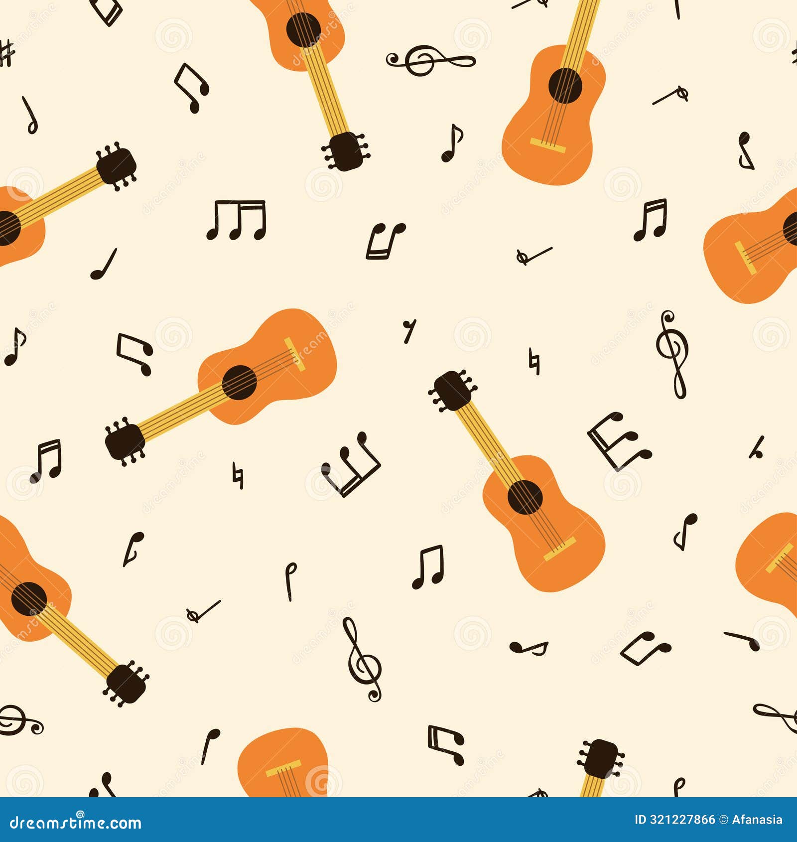 Seamless Guitar Pattern. Vector Music Illustration with Musical ...