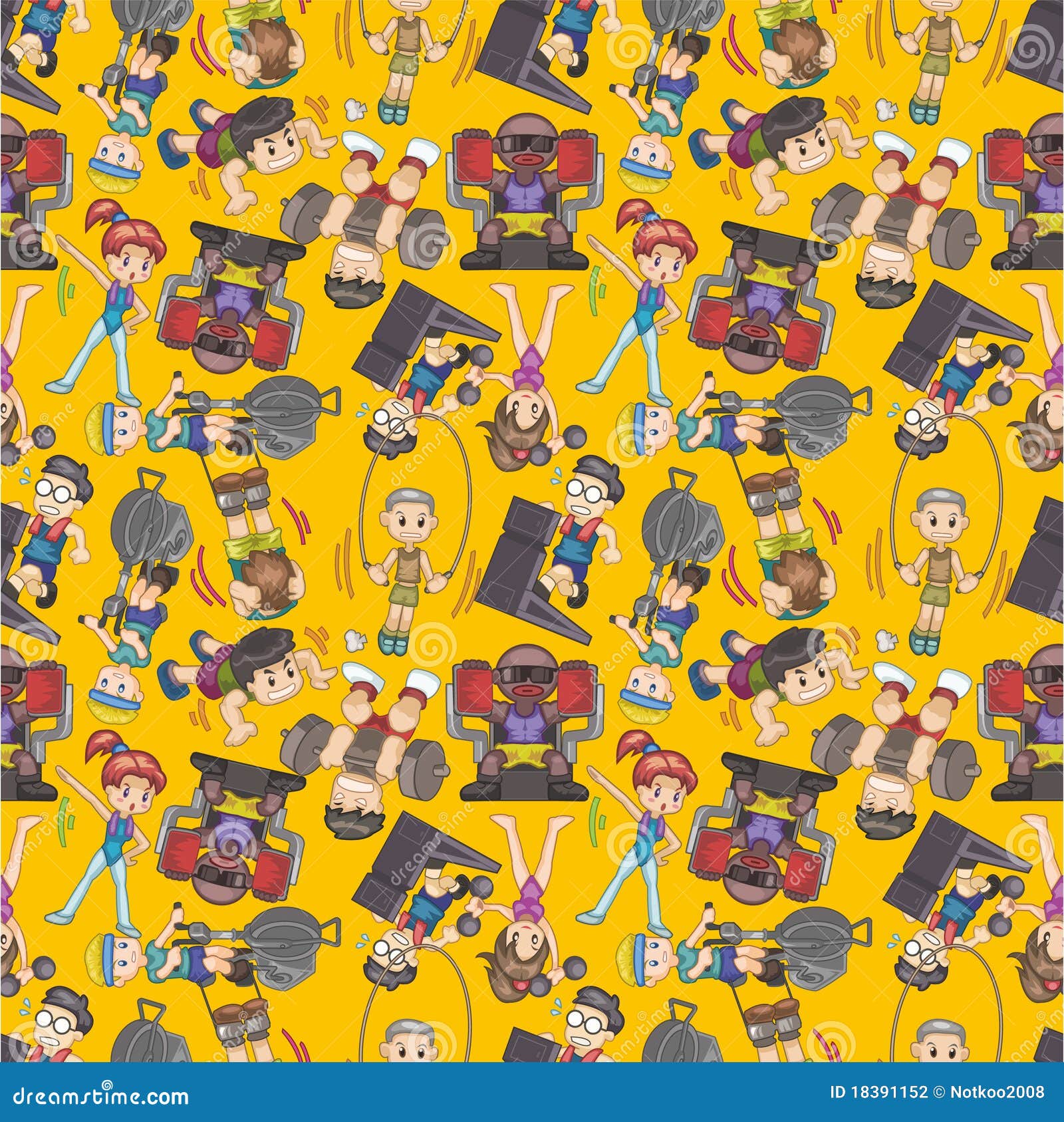 Seamless gym pattern stock vector. Illustration of muscle - 18391152