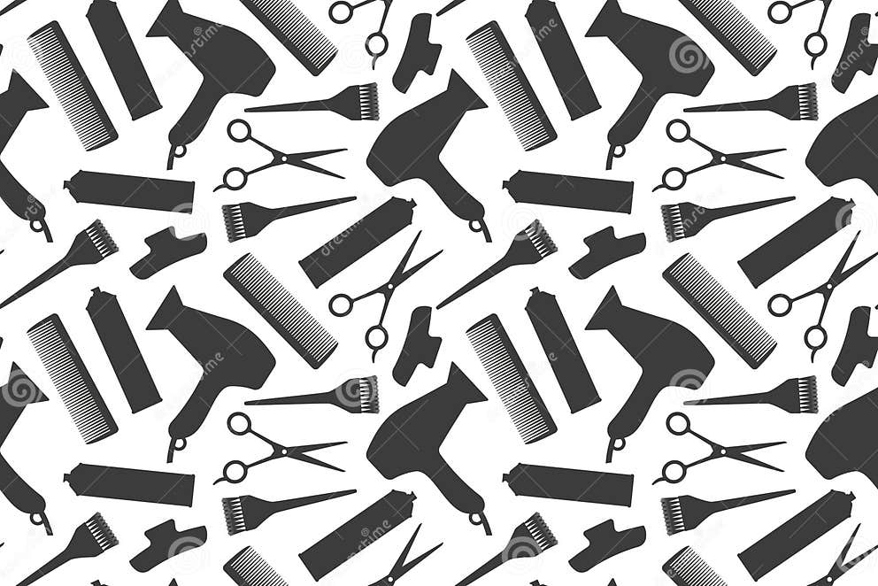 Seamless Hair Salon Pattern Stock Vector - Illustration of professional ...