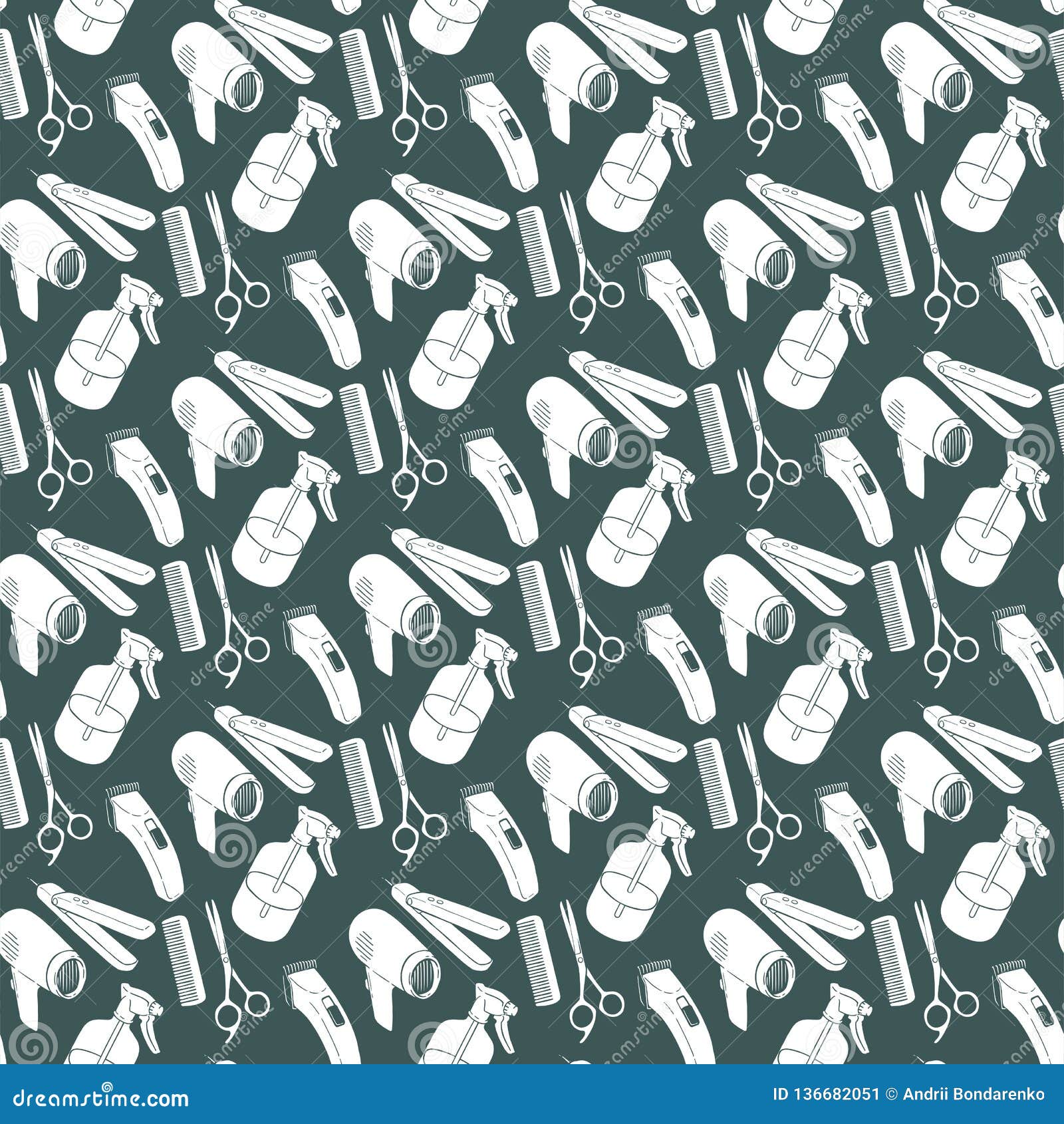 Seamless Hairdresser Pattern Stock Vector - Illustration of placard ...