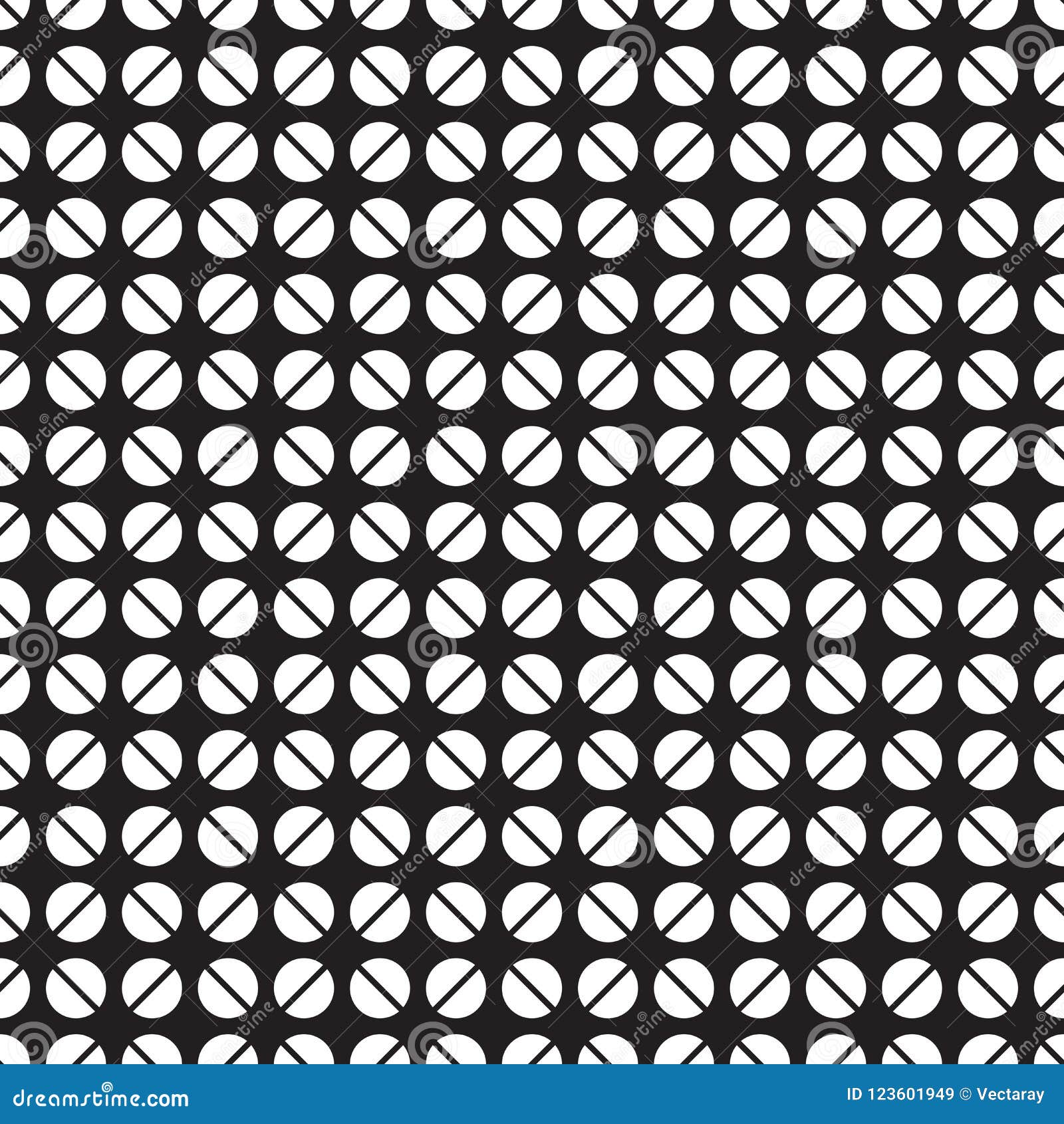 Seamless Half Circle Grid Pattern. Split Circle Texture Vector ...