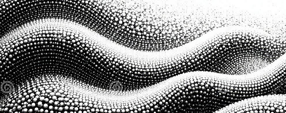 Seamless Halftone Pattern Abstract Stippled Waves in Grayscale ...