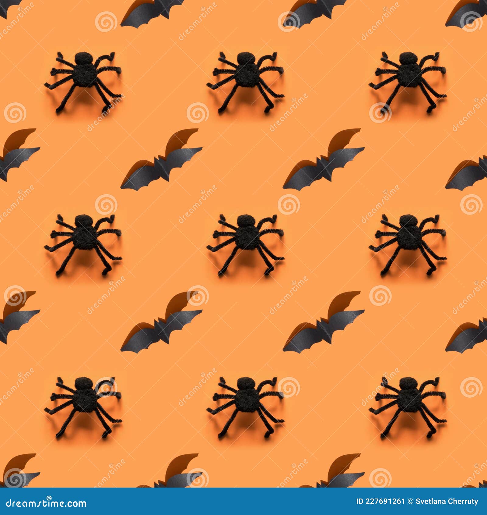 Seamless Halloween Pattern of Bat on Orange Background. Stock Image ...