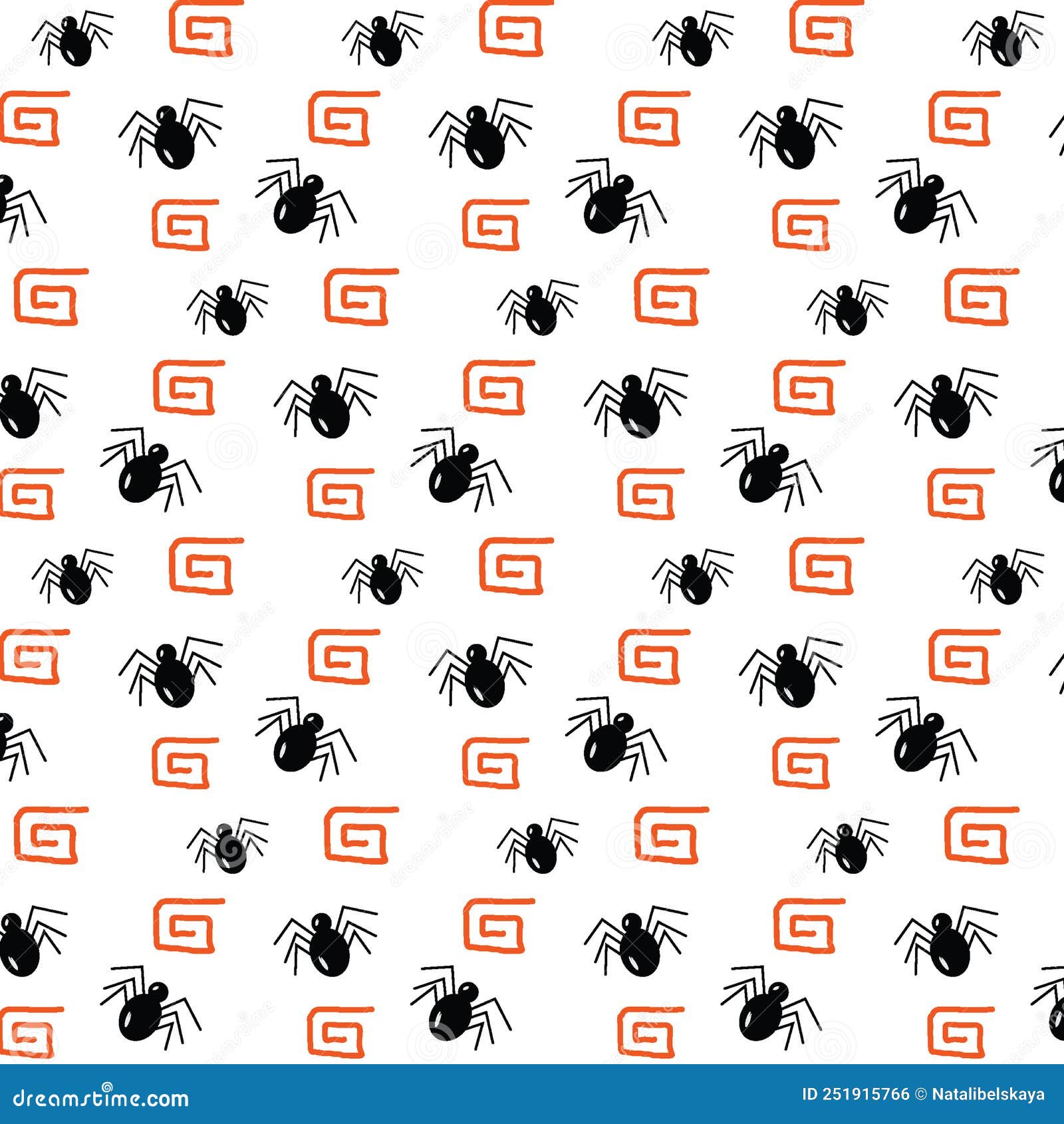 Seamless Halloween Pattern of Spiders and Orange Design Elements ...