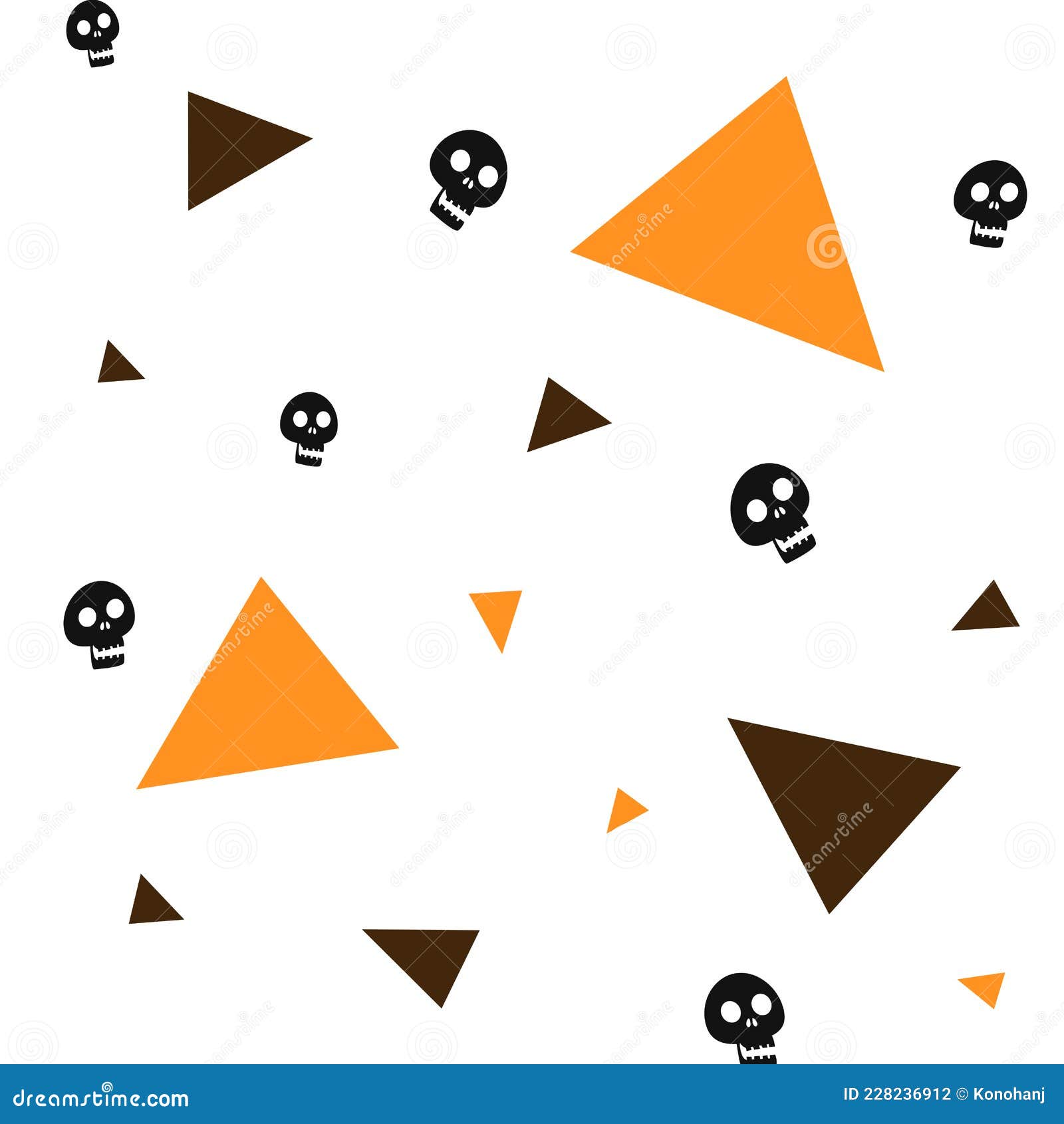 Seamless Hallowen Pattern of Skulls and Triangle on White Background ...