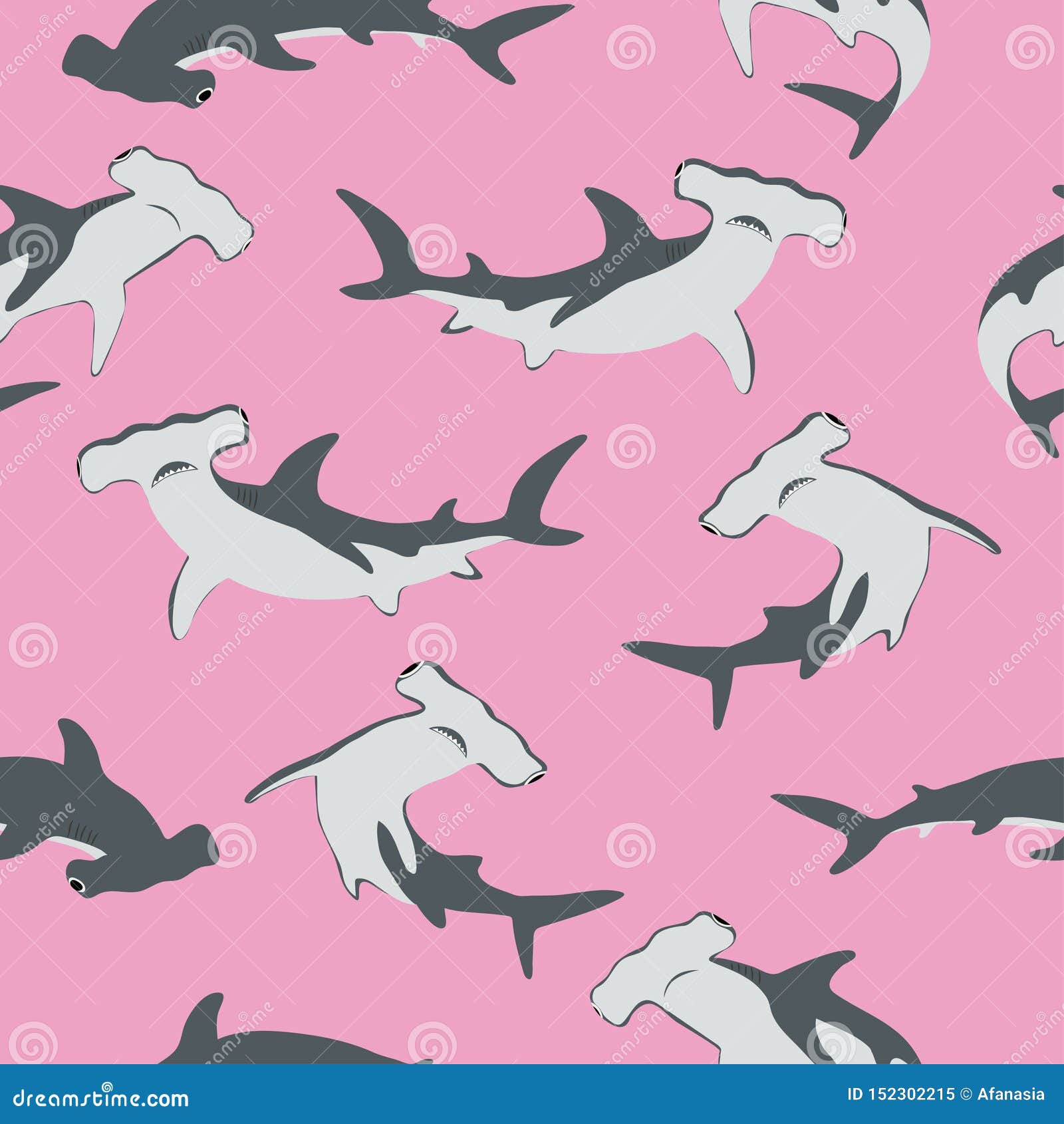 Seamless Hammerhead Shark Pattern. Sea Background Cartoon Vector ...