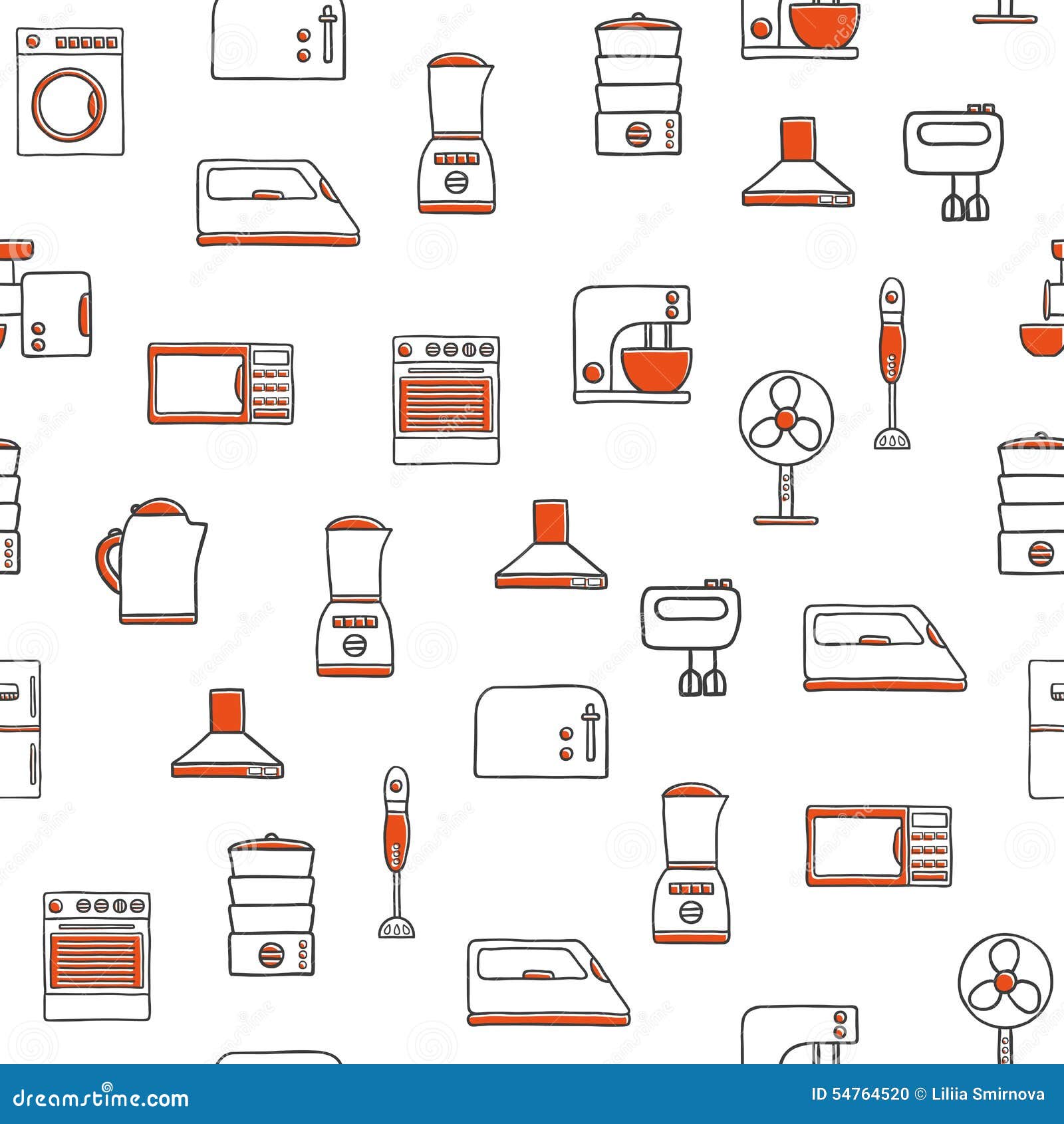 Seamless Hand Drawn Background on Home Appliance Stock Vector ...