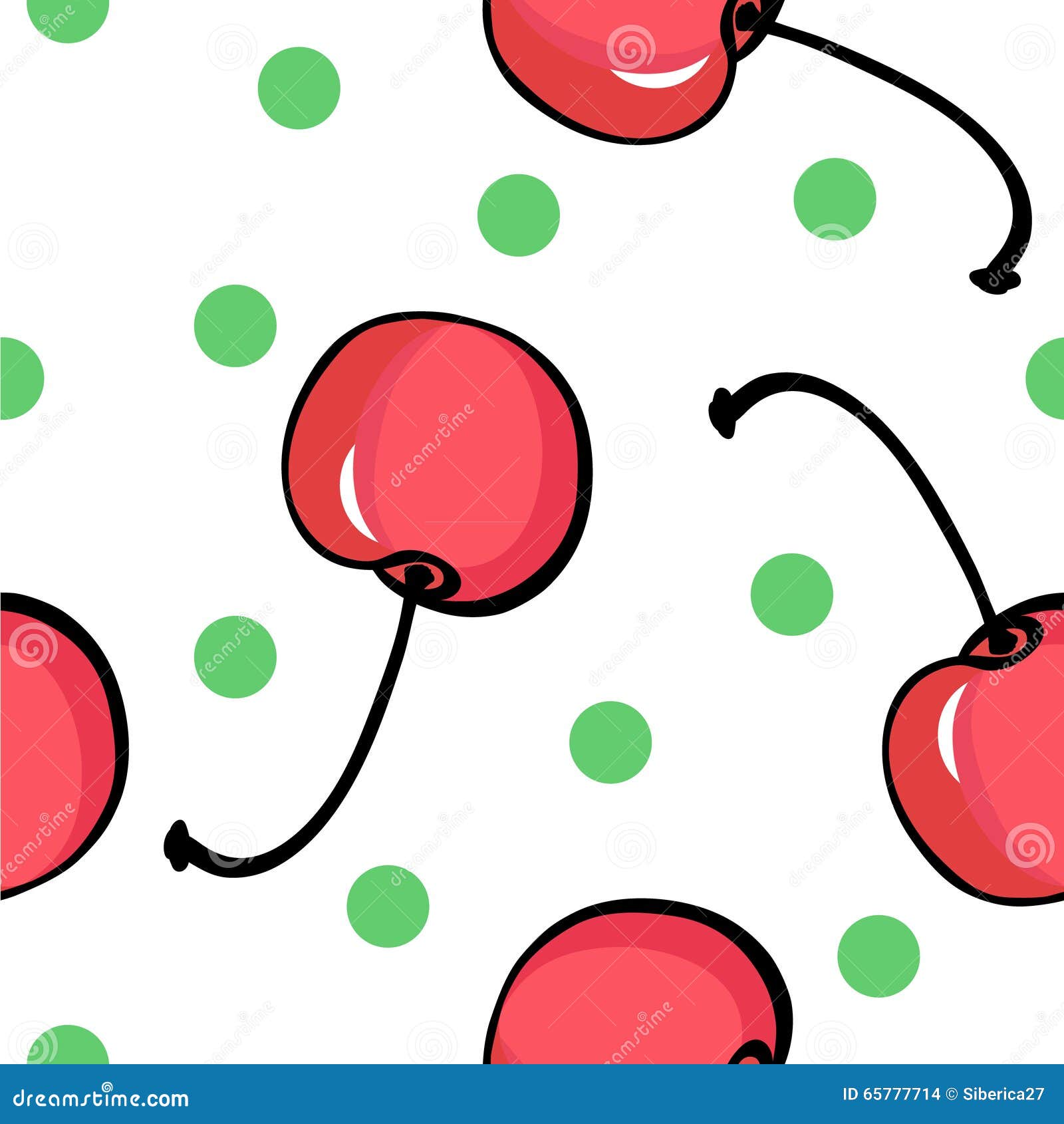 Seamless Hand Drawn Cherry Pattern Stock Vector - Illustration of ...