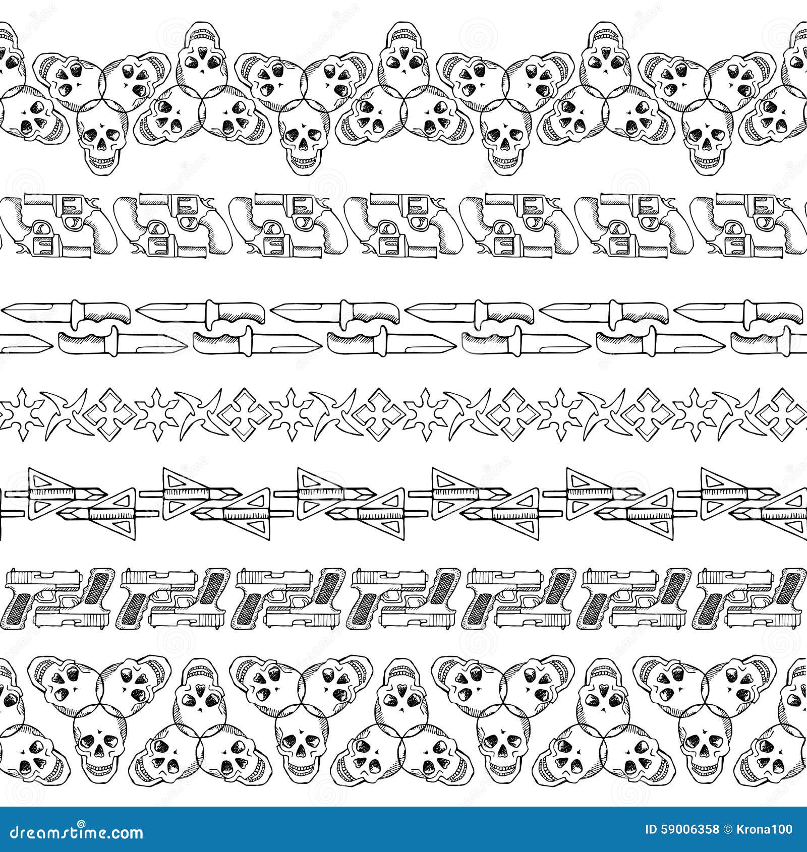 Seamless Bullet Border Sketch Vector Illustration | CartoonDealer.com ...