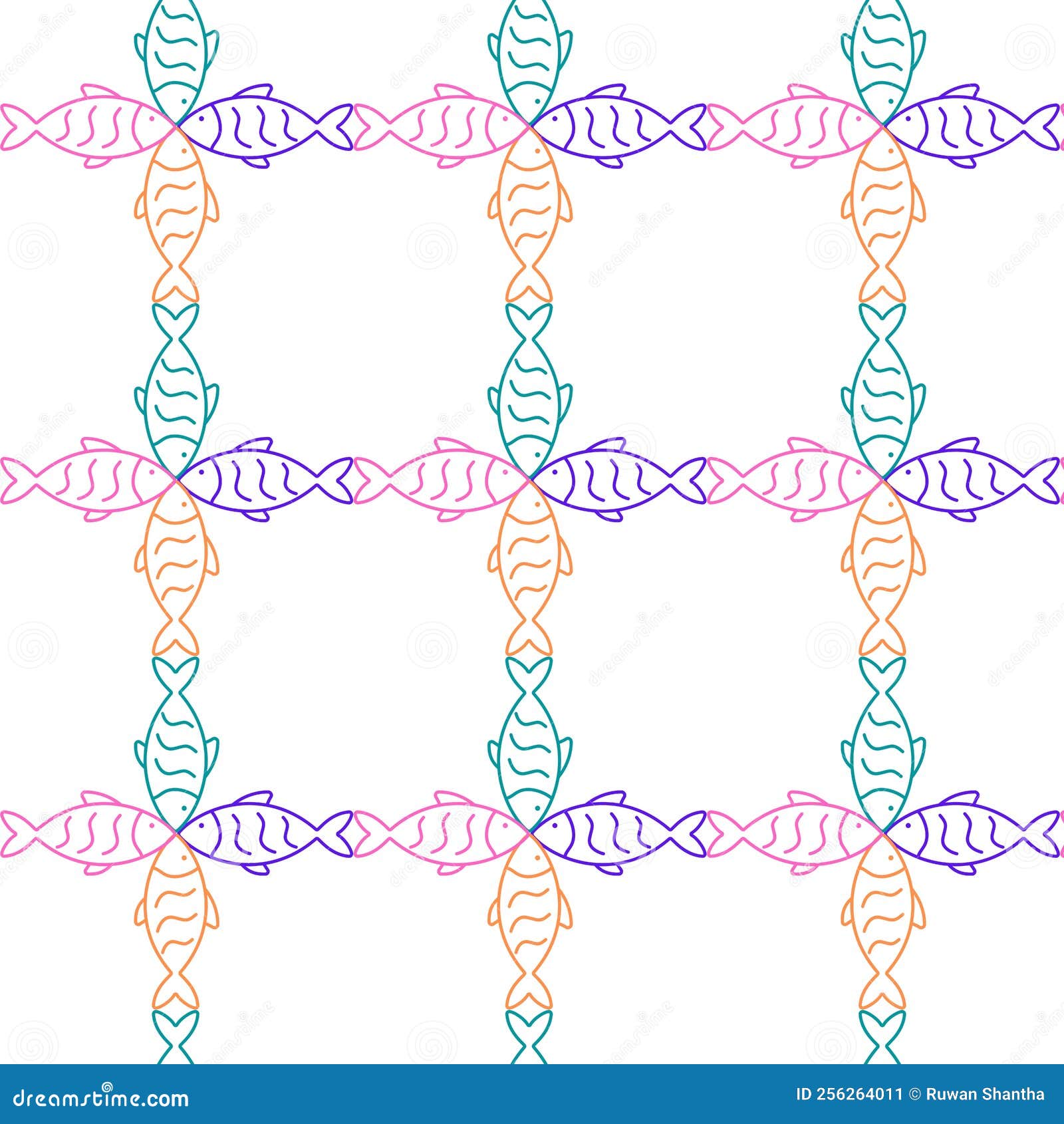 Seamless Hand Drawn Fish Pattern Stock Illustration - Illustration of ...