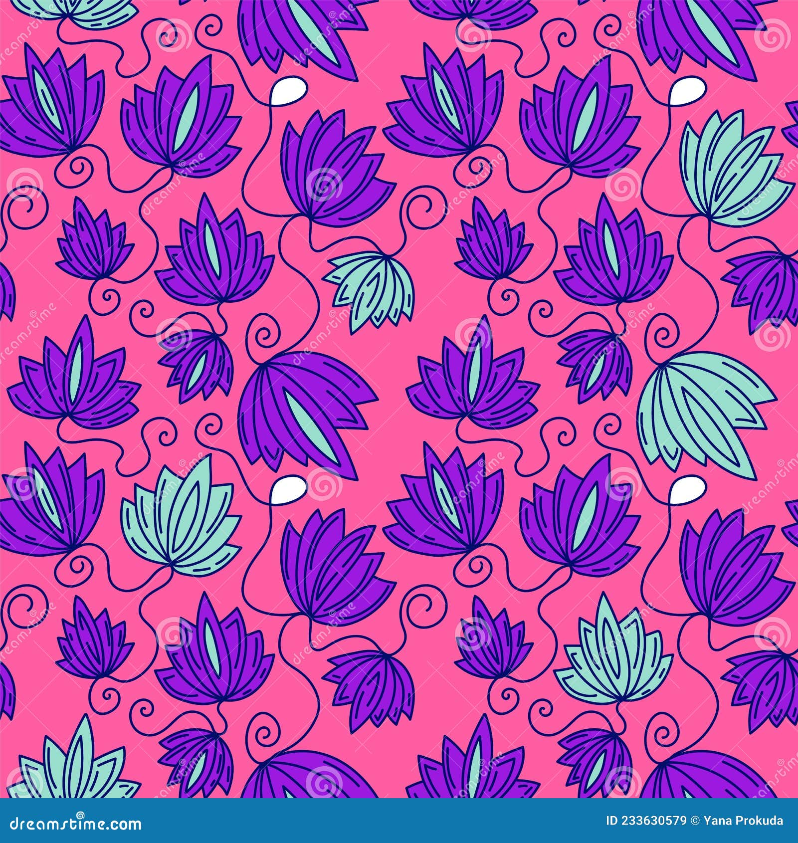 Seamless Hand Drawn Floral Cute Pattern for Textie, Texture, Wrapping ...