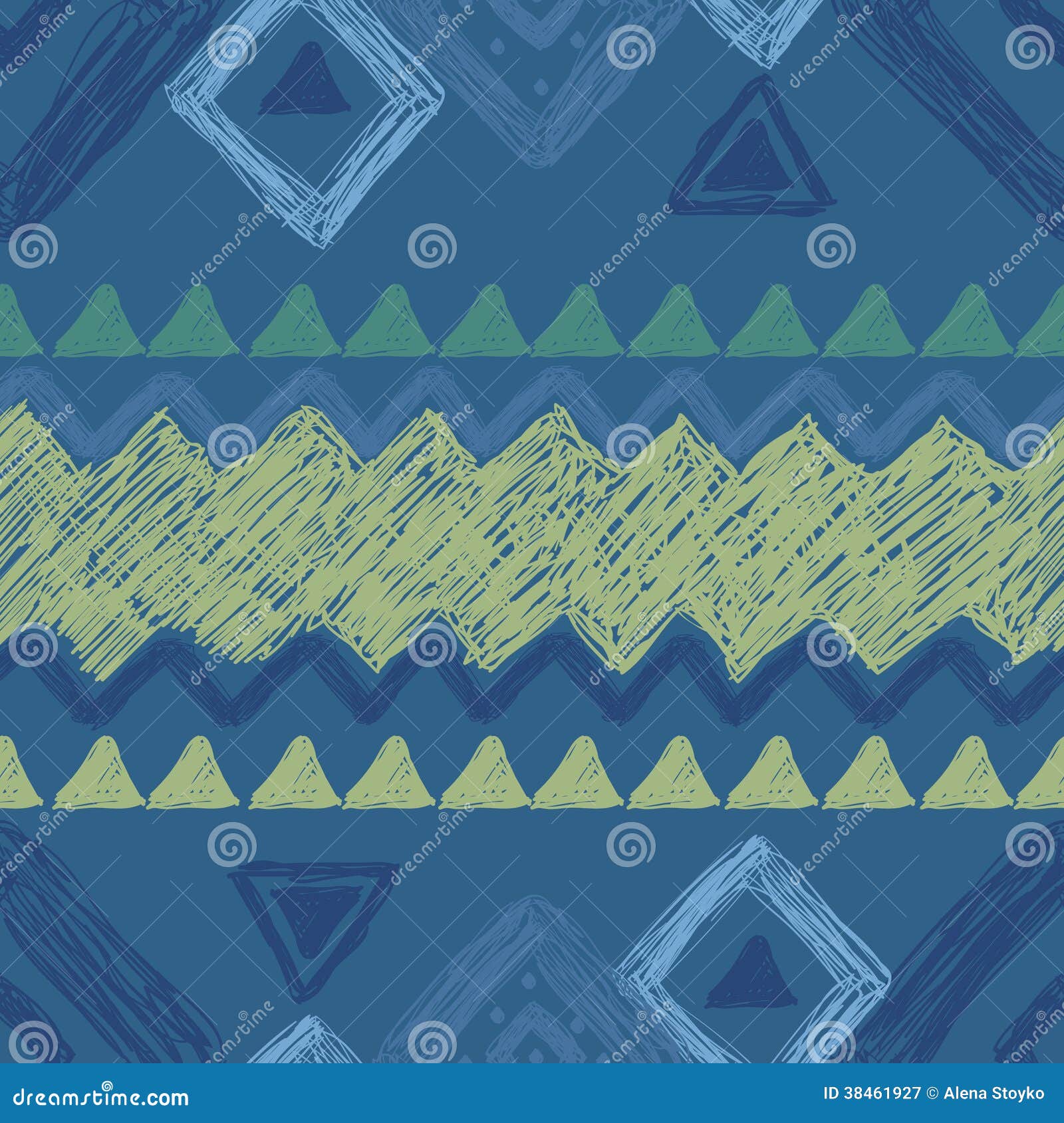 Seamless Hand Drawn Geometric Pattern Stock Vector - Illustration of ...