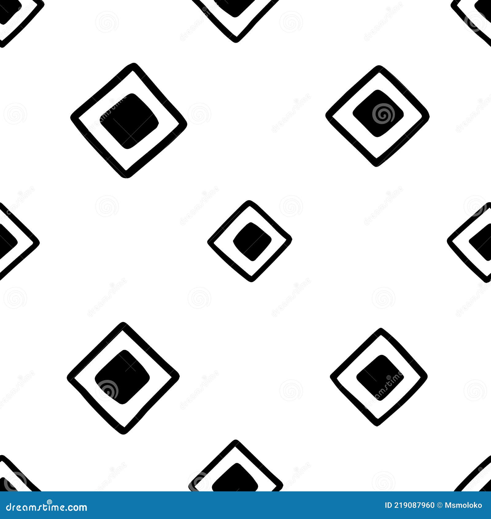 Seamless Hand Drawn Geometric Tribal Pattern with Random Squares ...