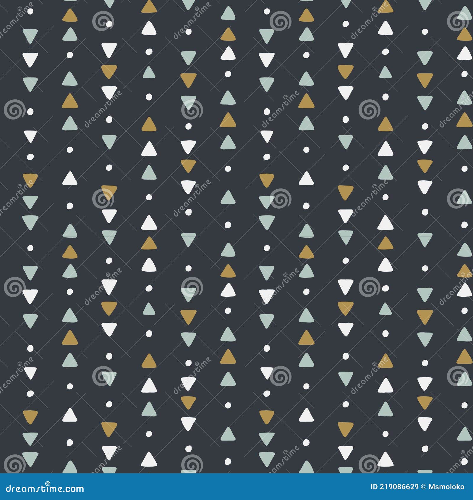 Seamless Hand Drawn Geometric Tribal Pattern with Triangles and Dots ...