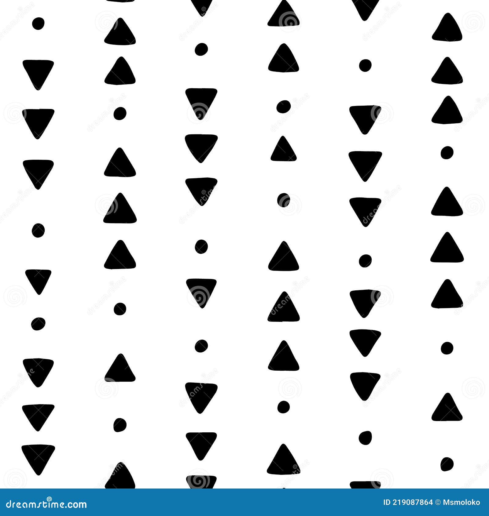 Seamless Hand Drawn Geometric Tribal Pattern with Triangles and Dots ...