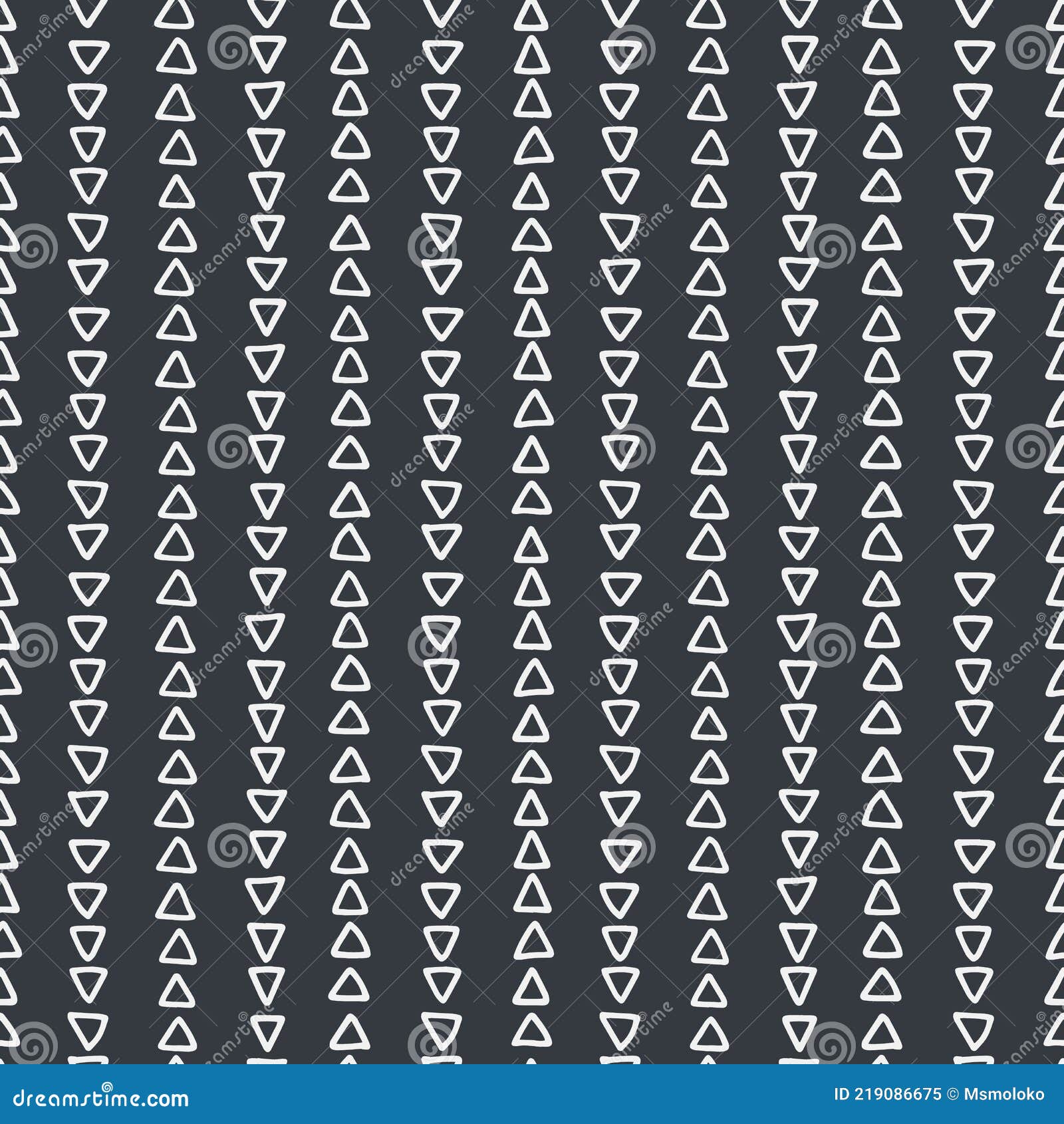 Seamless Hand Drawn Geometric Tribal Pattern with Triangles. Vector ...