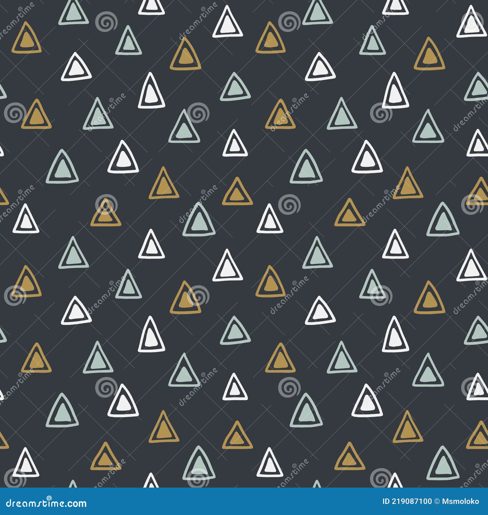 Seamless Hand Drawn Geometric Tribal Pattern with Triangles. Vector ...