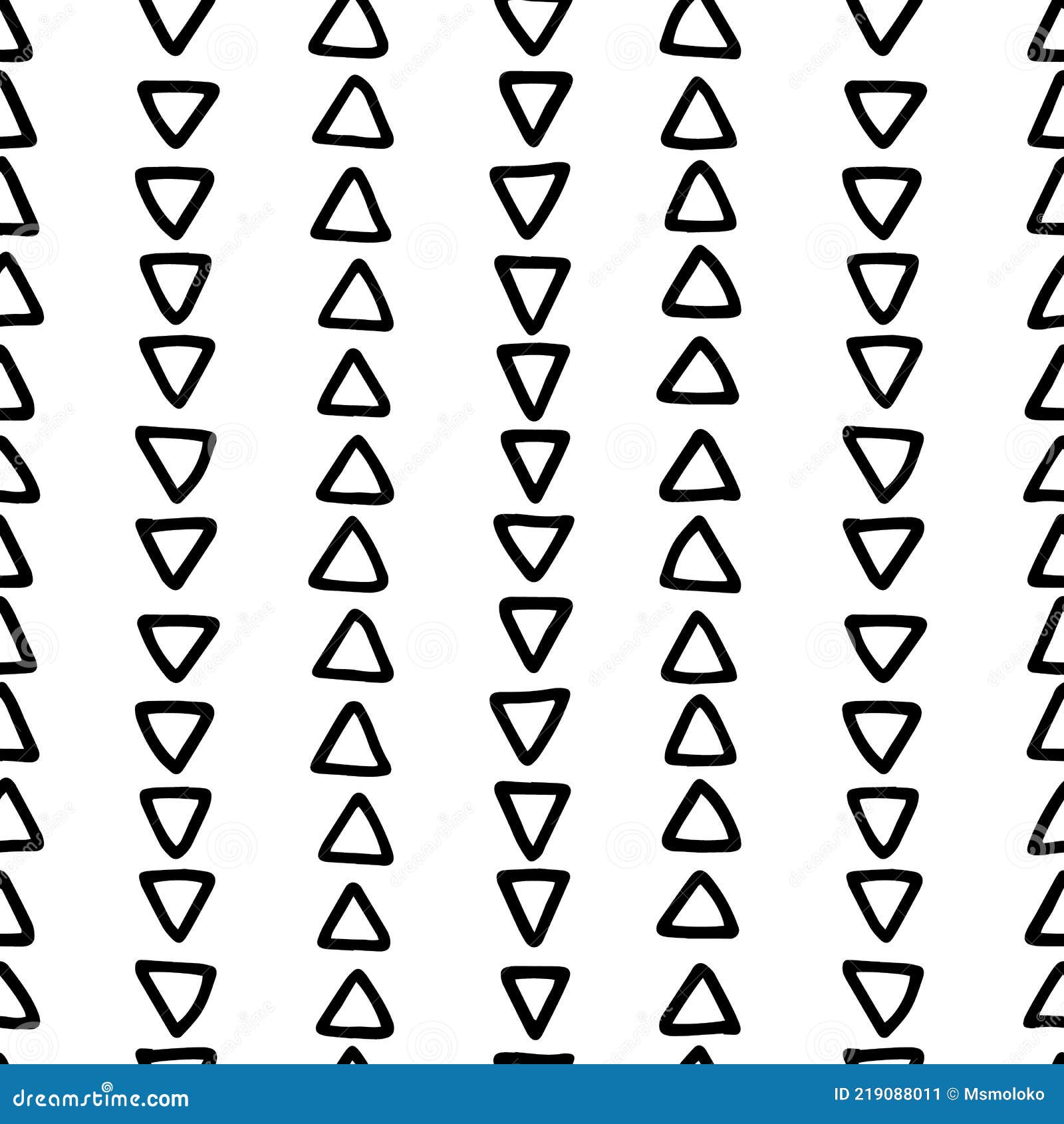 Seamless Hand Drawn Geometric Tribal Pattern with Triangles. Vector ...