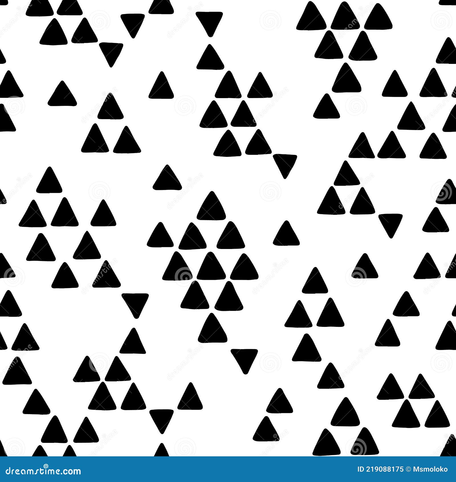 Seamless Hand Drawn Geometric Tribal Pattern with Triangles. Vector ...