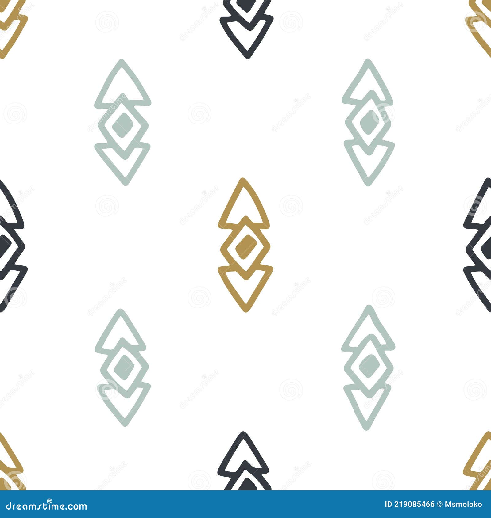 Seamless Hand Drawn Geometric Tribal Pattern. Vector Navajo Design ...