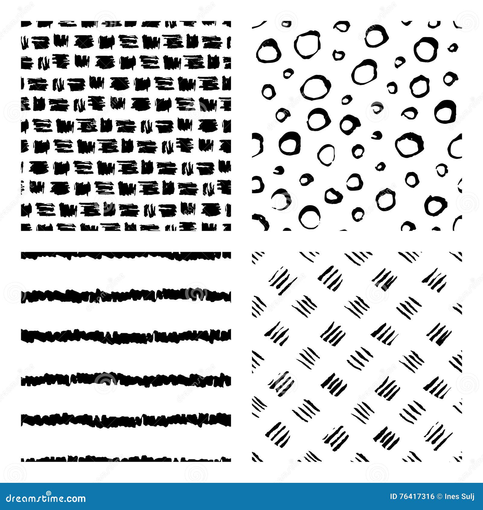 Seamless Hand Drawn Ink Patterns Stock Vector - Illustration of ...