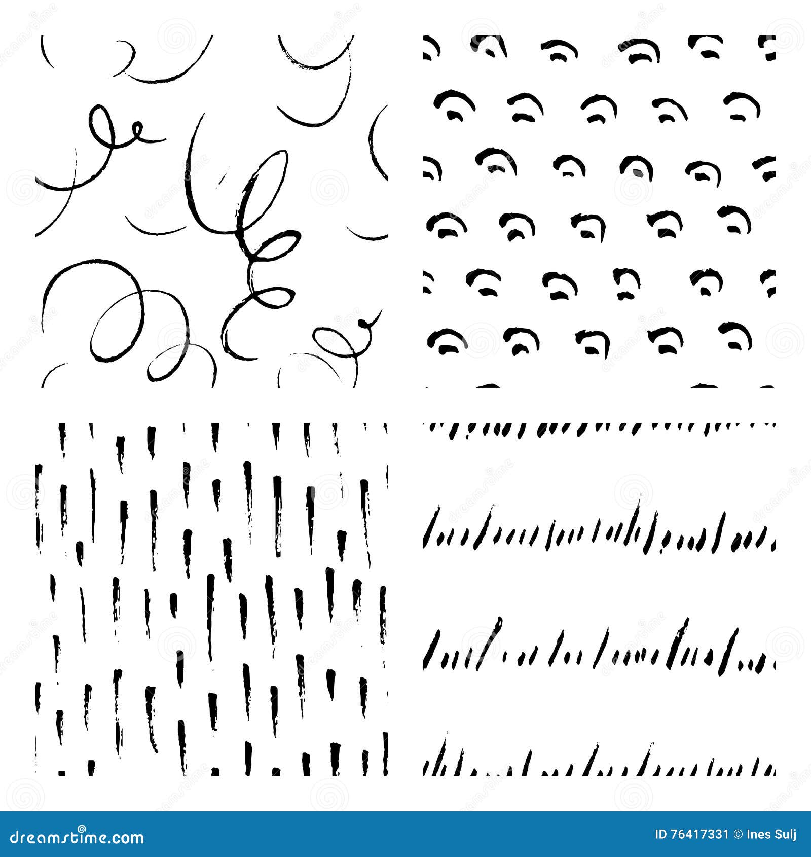 Seamless Hand Drawn Ink Patterns Stock Vector - Illustration of ...