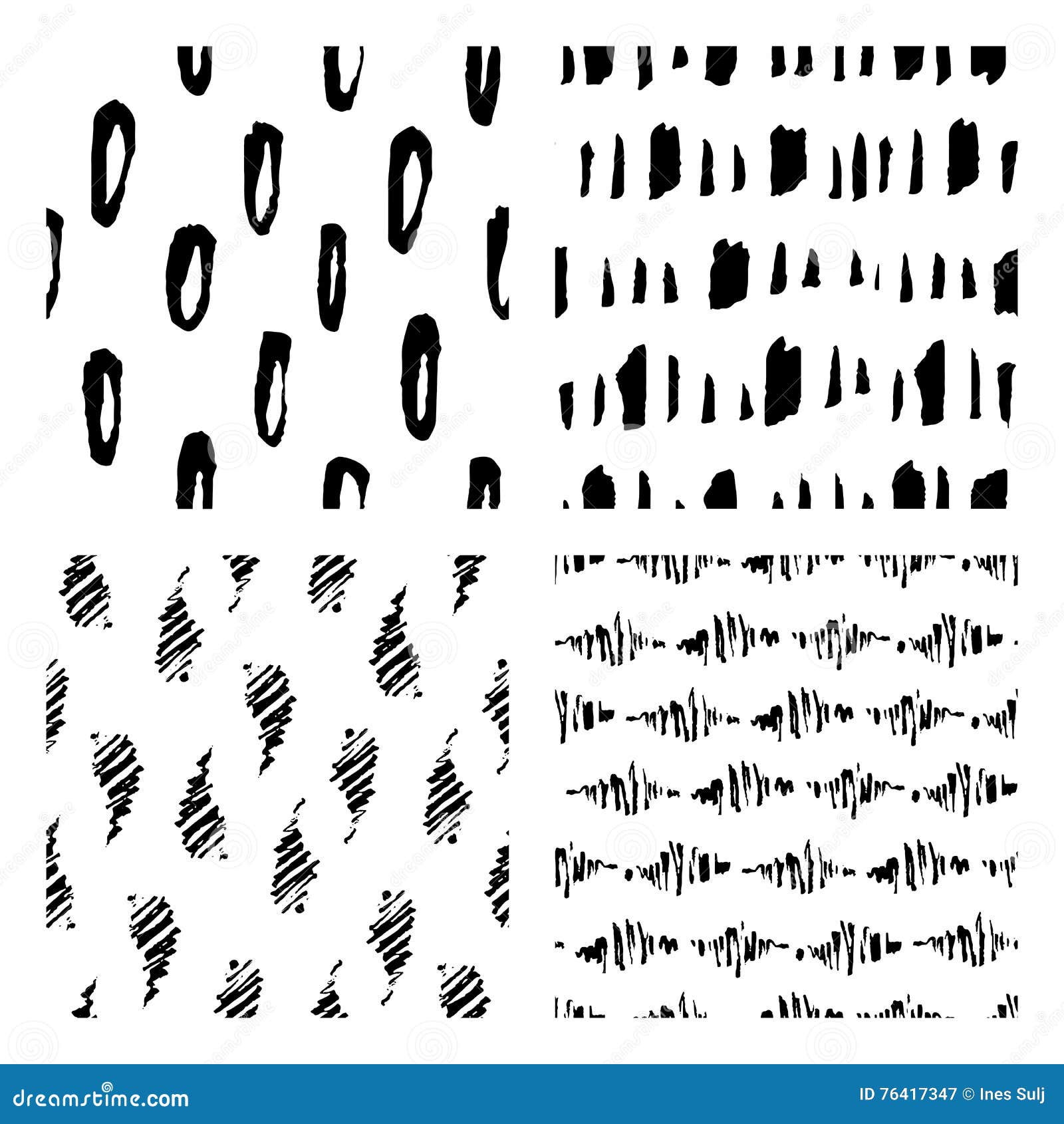 Seamless Hand Drawn Ink Patterns Stock Vector - Illustration of design ...