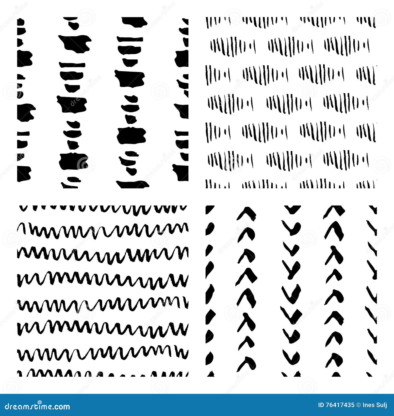 Seamless Hand Drawn Ink Patterns Stock Vector - Illustration of ...