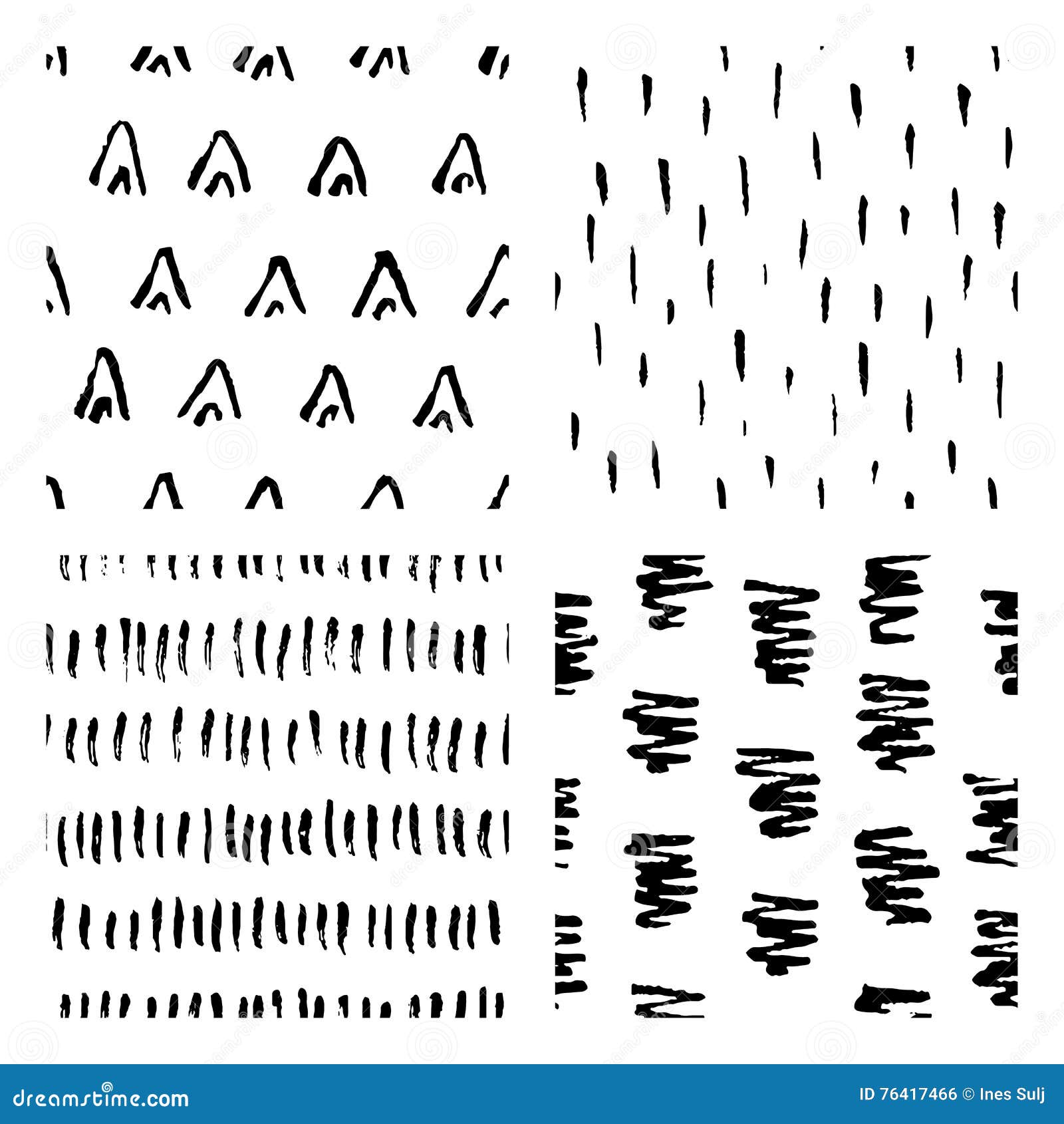 Seamless Hand Drawn Ink Patterns Stock Vector - Illustration of sketch ...