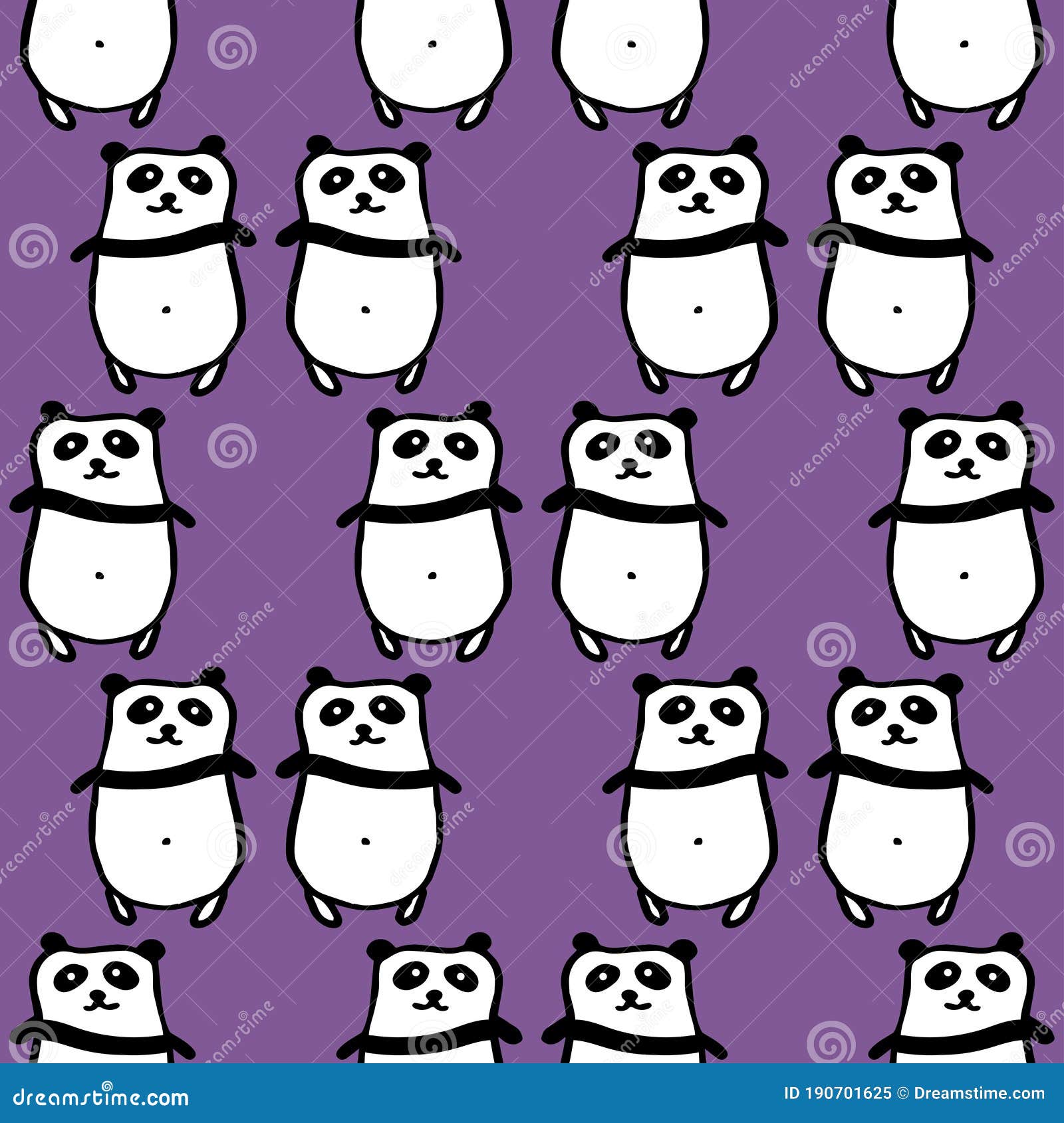 Seamless Hand Drawn Pattern with Pandas. Stock Illustration ...